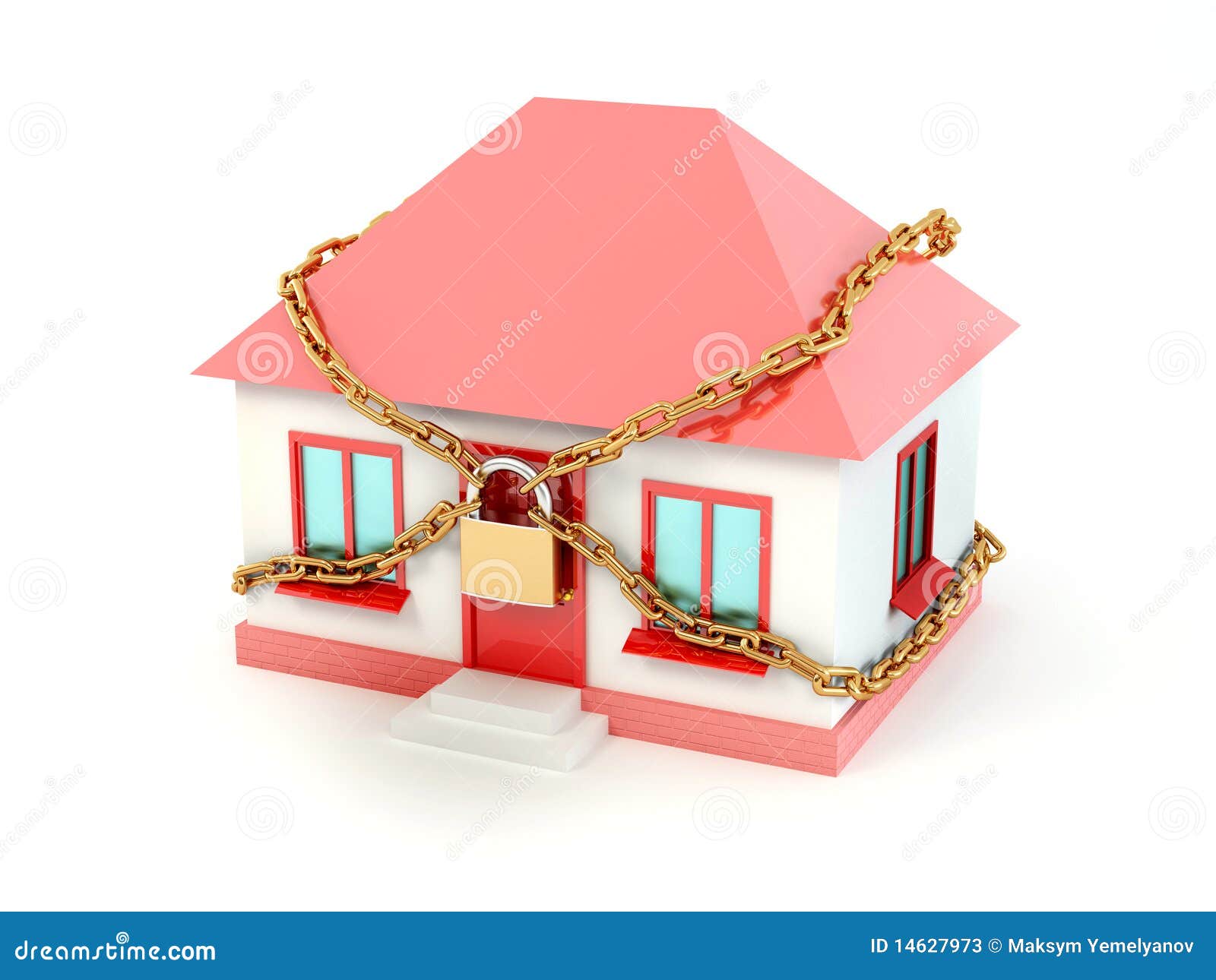 Home, chain and padlock stock illustration. Illustration of built ...