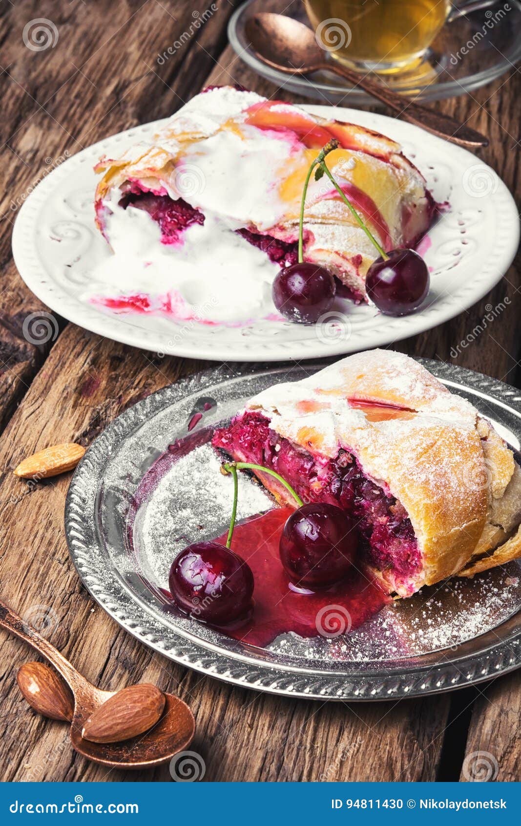 Home cherry strudel stock photo. Image of dough, fruit - 94811430