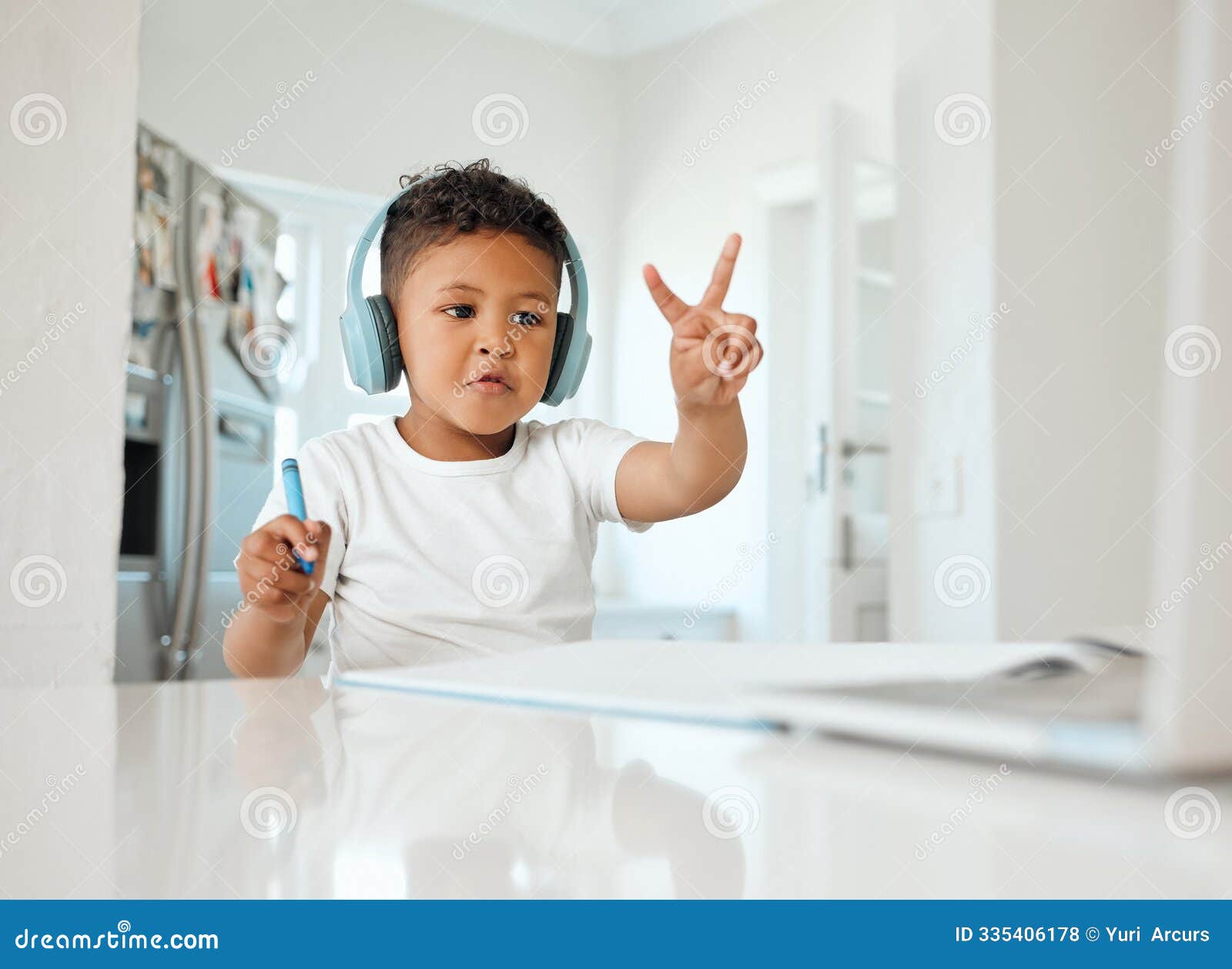 Home, Child and Video Call with Laptop for Education, Elearning and ...