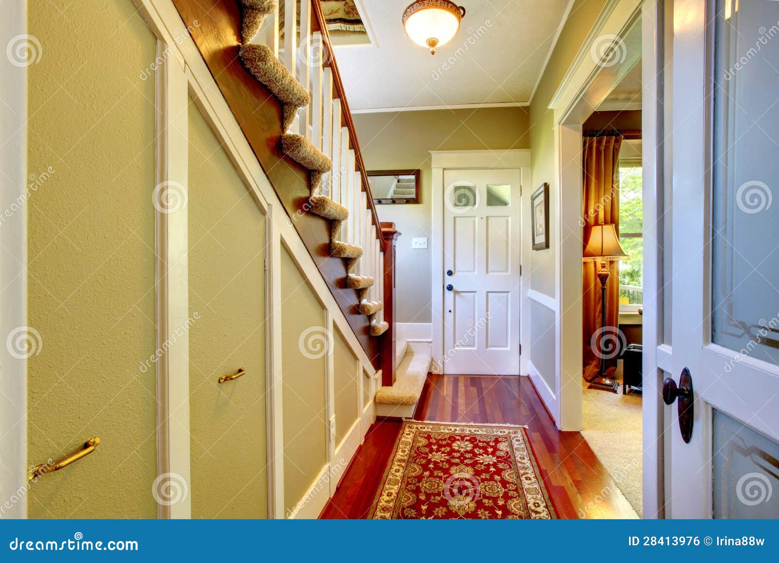 Home Classsic Decor Hallway with Entrance Front Door. Stock Photo ...