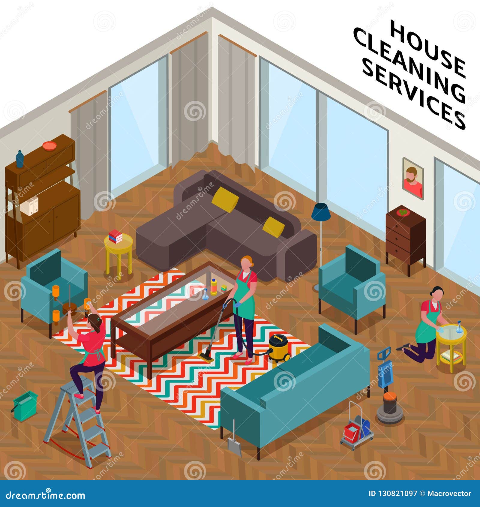 Home Cleaning Services Isometric Illustration Stock Vector ...