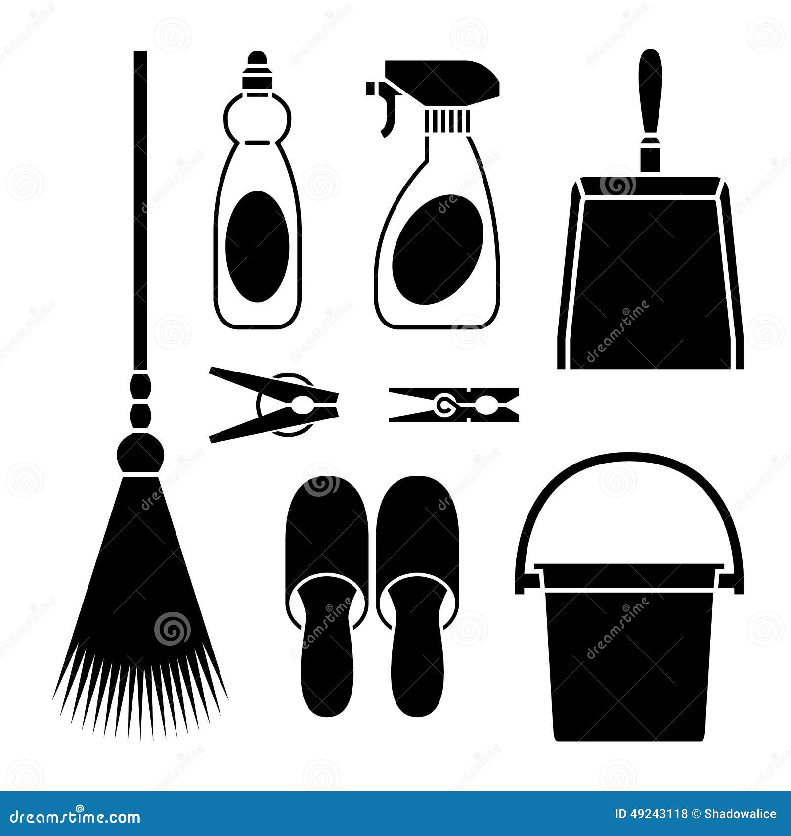 Home Cleaning Tools Icons Set Great for Any Use. Vector EPS10 Stock ...