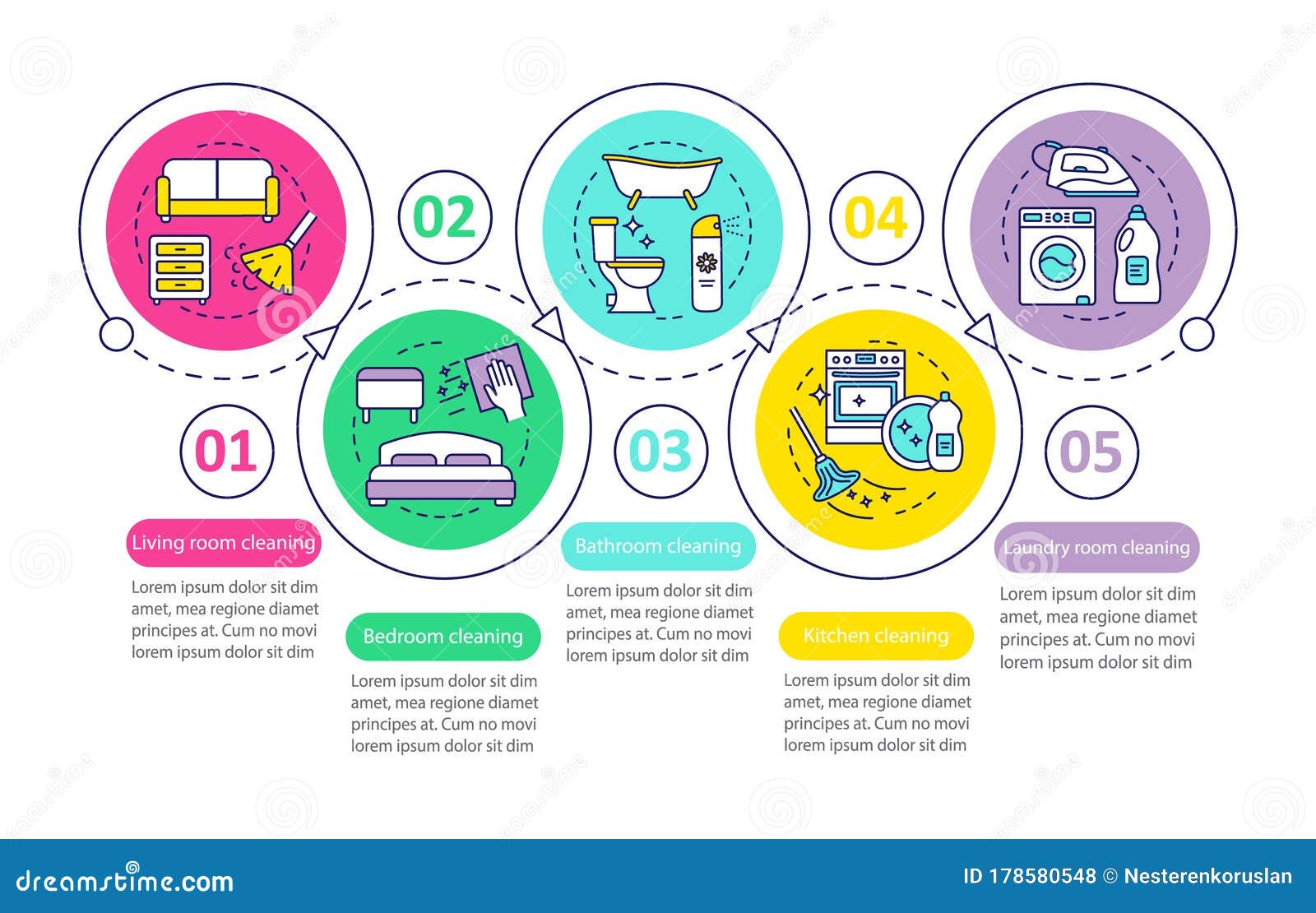 Home Cleaning Vector Infographic Template Stock Vector - Illustration ...