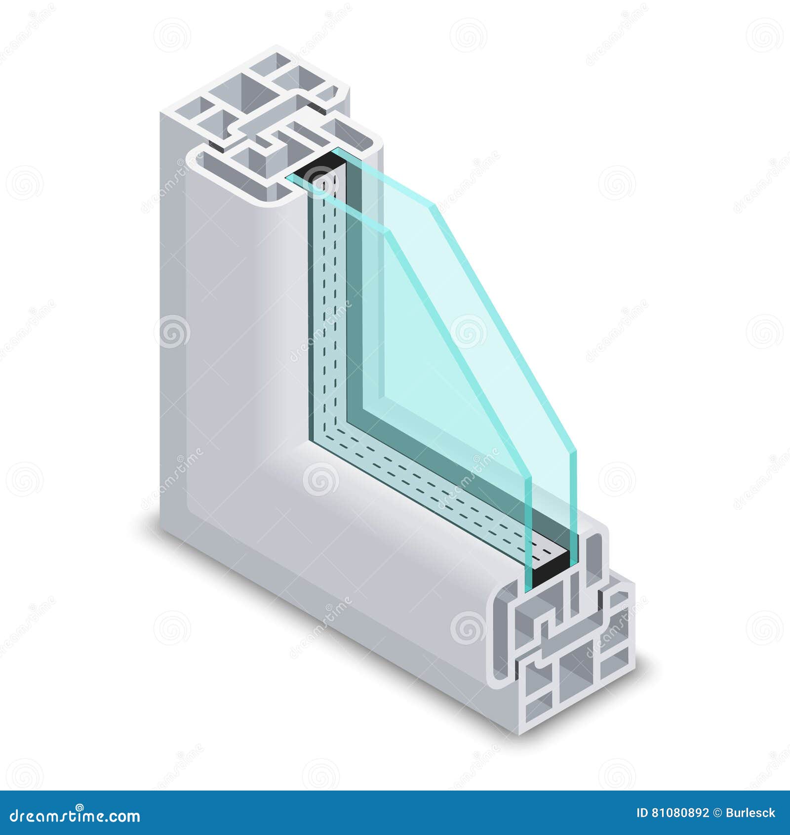 Home Clear Glass Window Cross Section. Frame Structure Vector ...