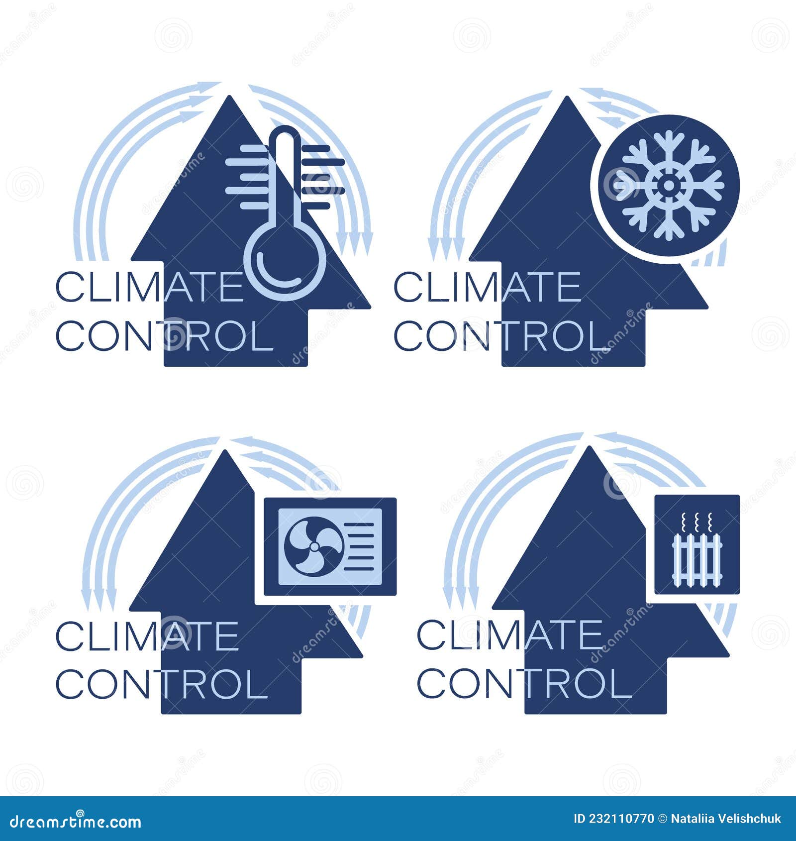 Home Climate Control System. Vector Icon Set. Warming, Heating Unit ...