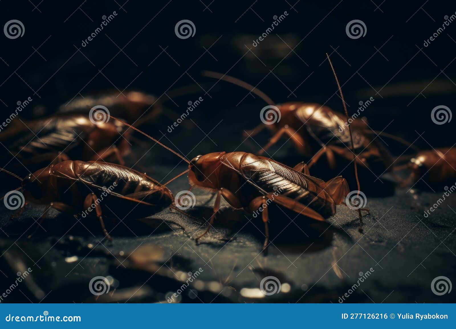 Cockroaches Insect White Background, Top View Beetles Pests. Parasite ...