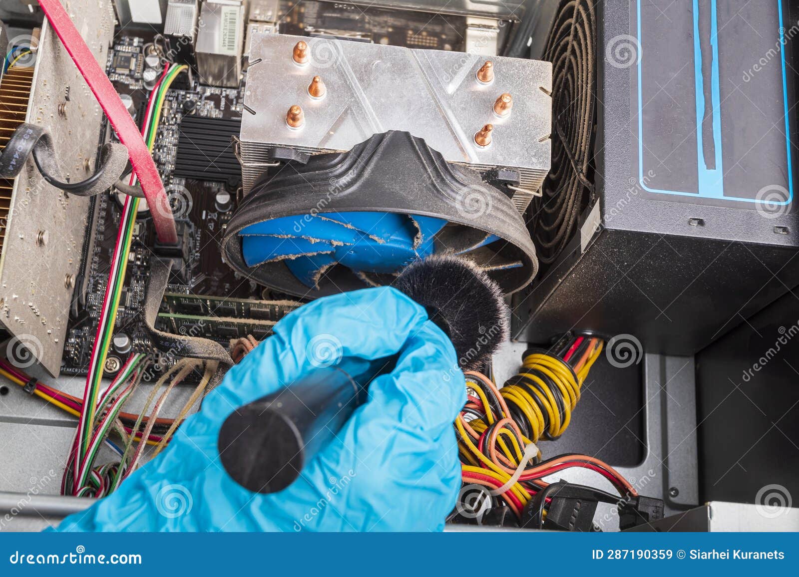 The Home Computer is Covered in Dust. Cable in the Mud. Concept ...