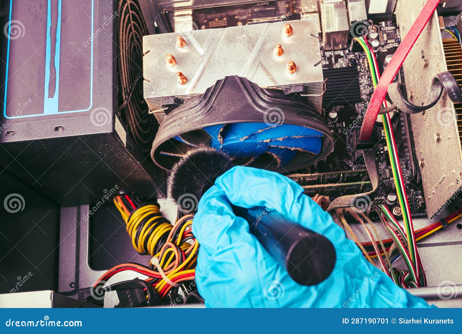 The Home Computer is Covered in Dust. Cable in the Mud. Concept ...