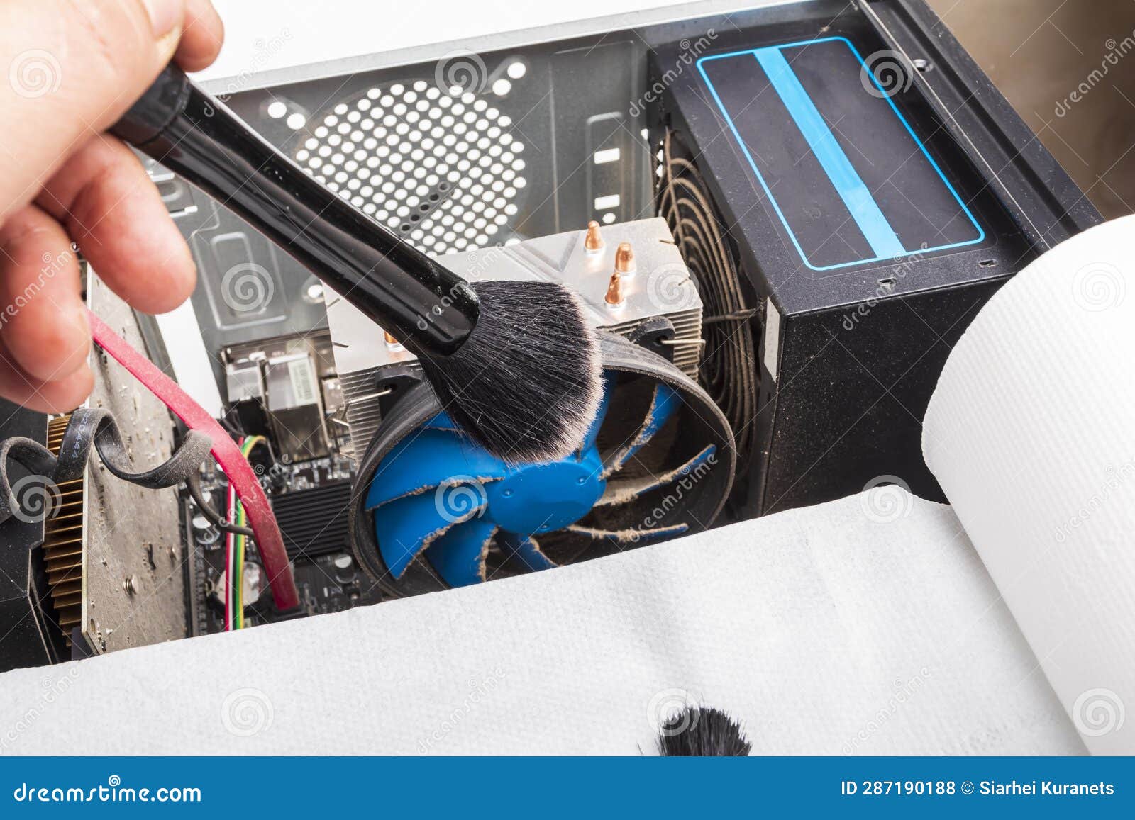 The Home Computer is Covered in Dust. Cable in the Mud. Concept ...