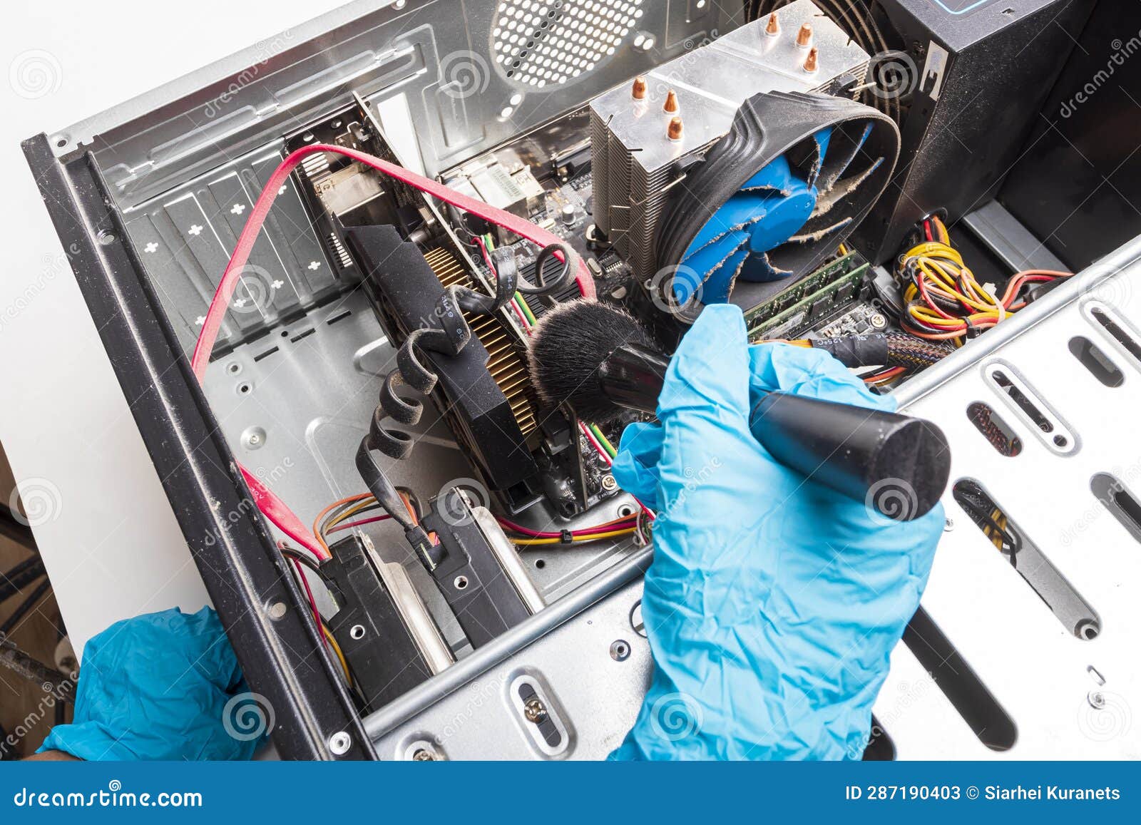 The Home Computer is Covered in Dust. Cable in the Mud. Concept ...