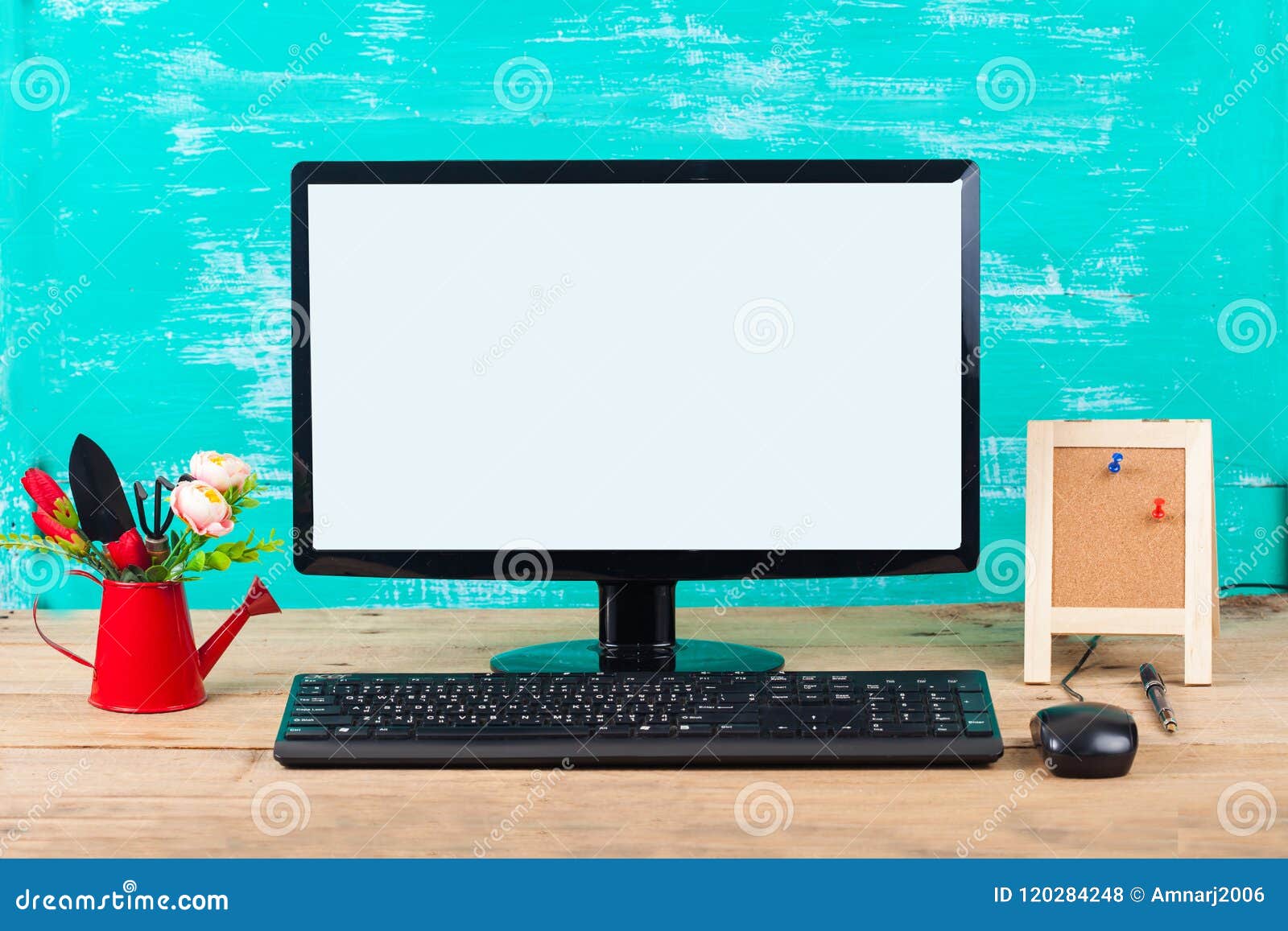 Home computer on desk stock photo. Image of design, display - 120284248