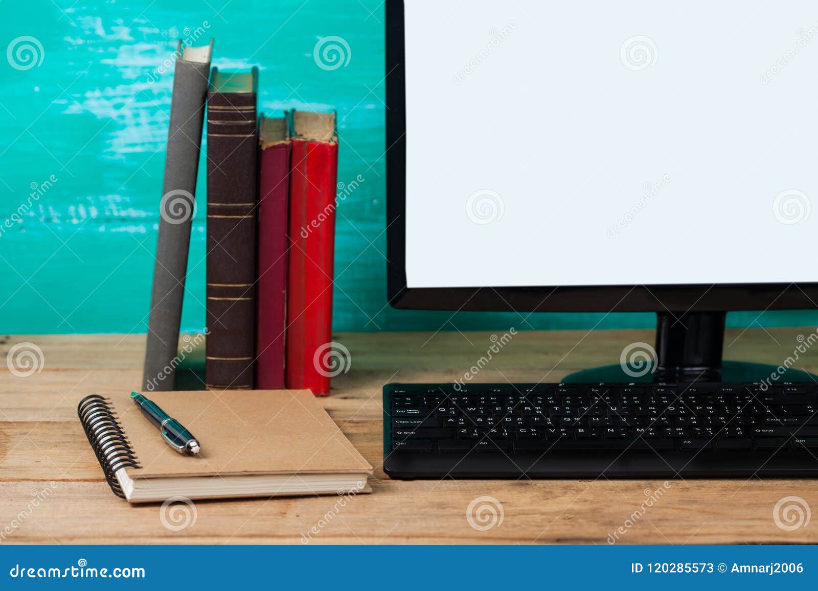 Home Computer on Desk with Props Stock Image - Image of design ...