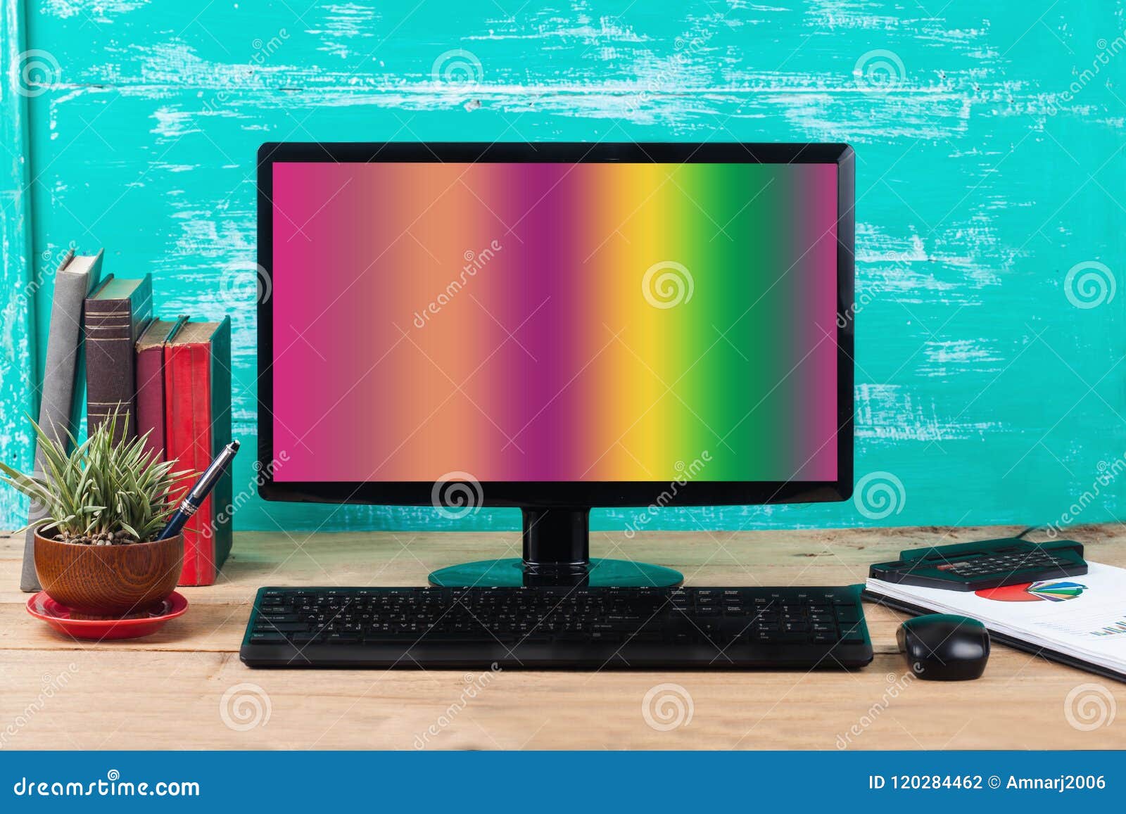 Home Computer on Desk with Props Stock Photo - Image of props ...