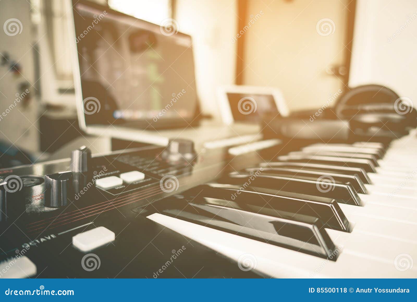 Home Computer Music Studio Equipment Stock Photo - Image of synth ...