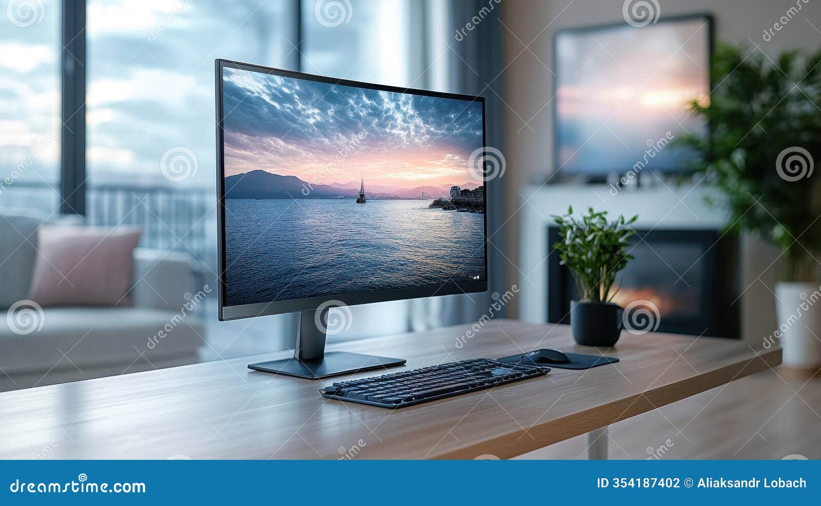 The Home Computer is on the Table Near the Window. a Gaming Computer on ...