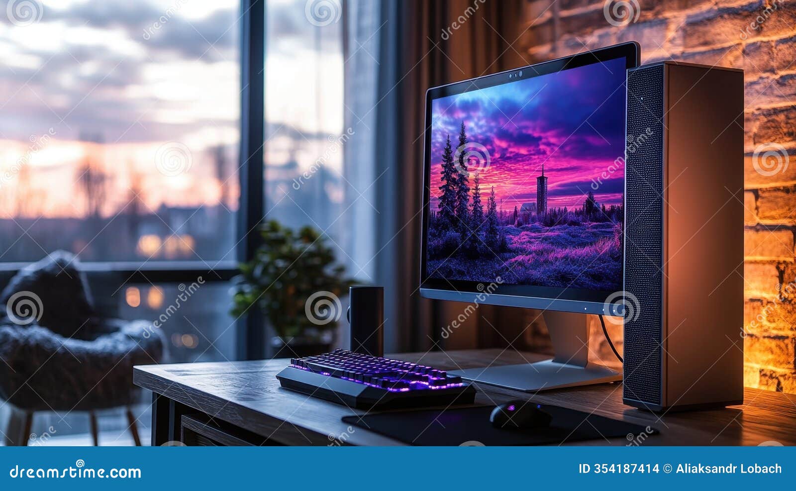 The Home Computer is on the Table Near the Window. a Gaming Computer on ...