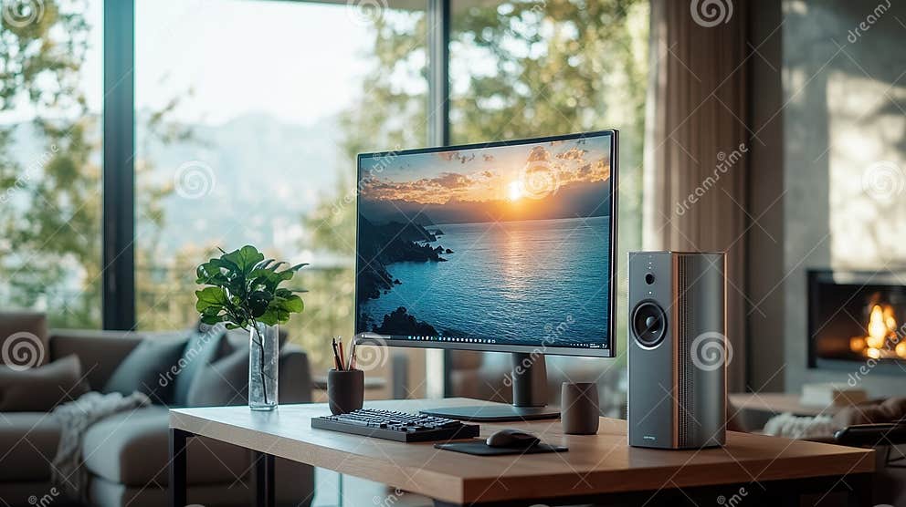 The Home Computer is on the Table Near the Window. a Gaming Computer on ...