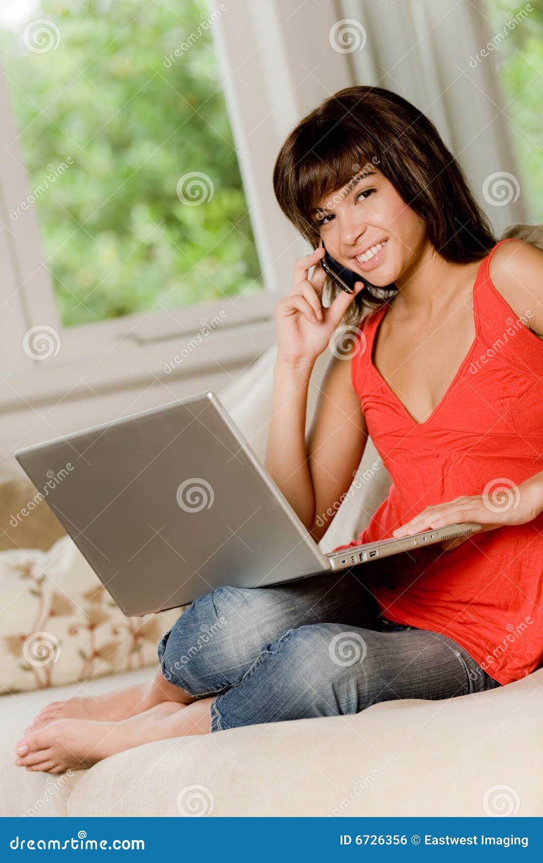 Home Computing stock photo. Image of phone, laptop, relaxing - 6726356