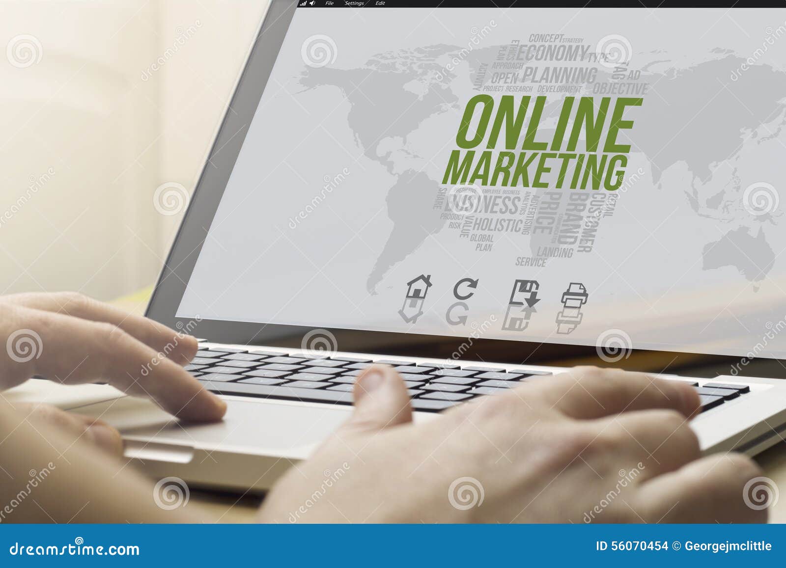 Home Computing Online Marketing Stock Photo - Image of modern, action ...