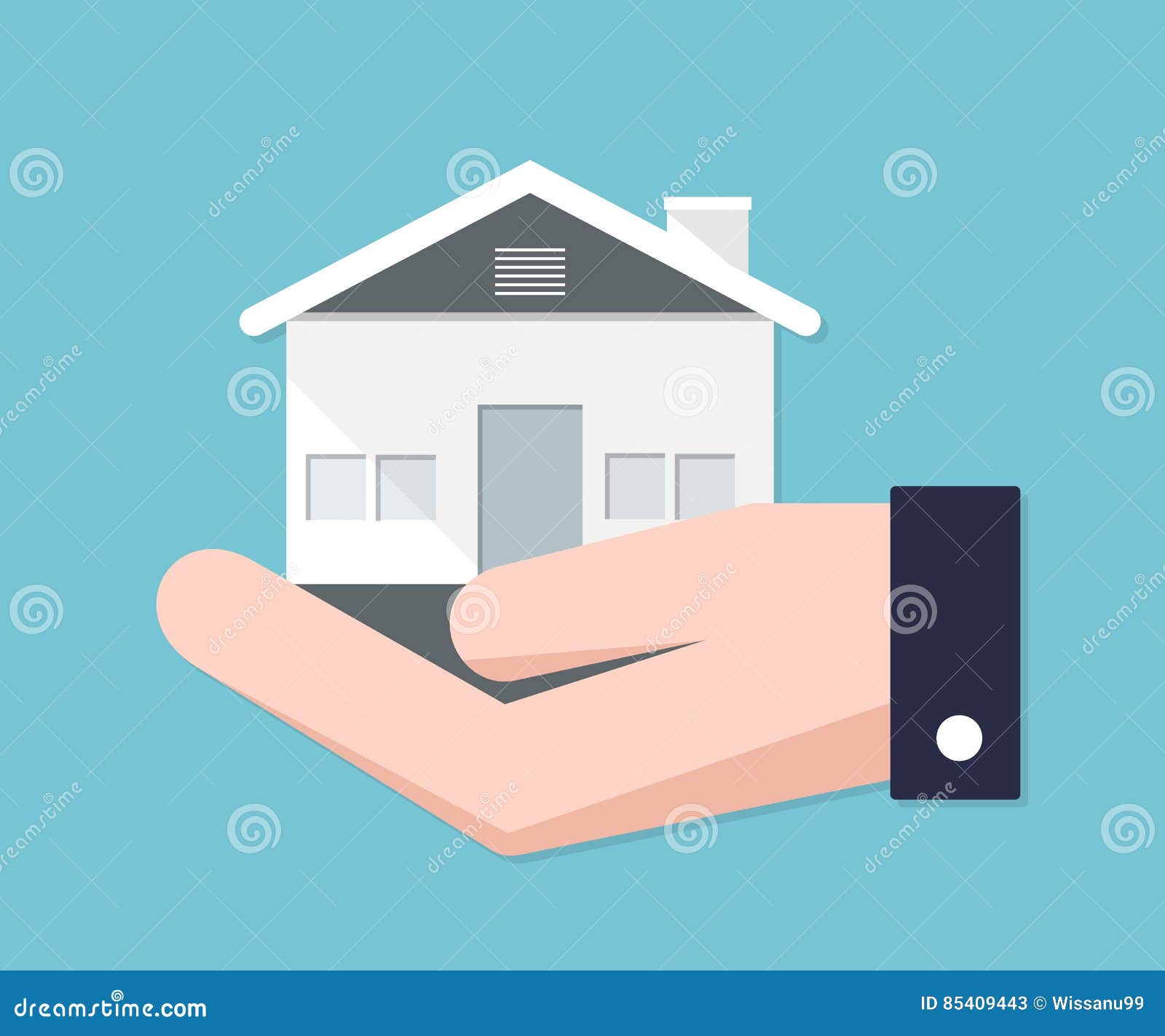 Home concept in hand stock vector. Illustration of loan - 85409443