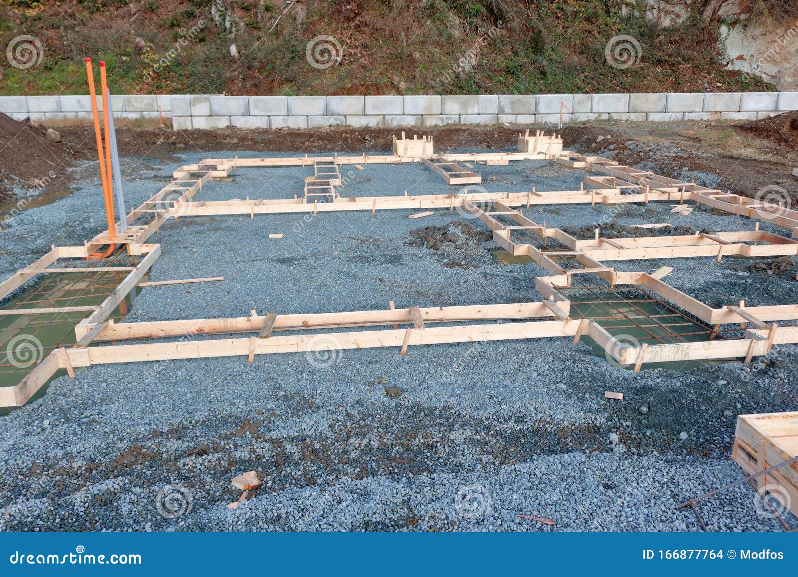Home Construction and Framing Foundation Stock Photo - Image of dirt ...