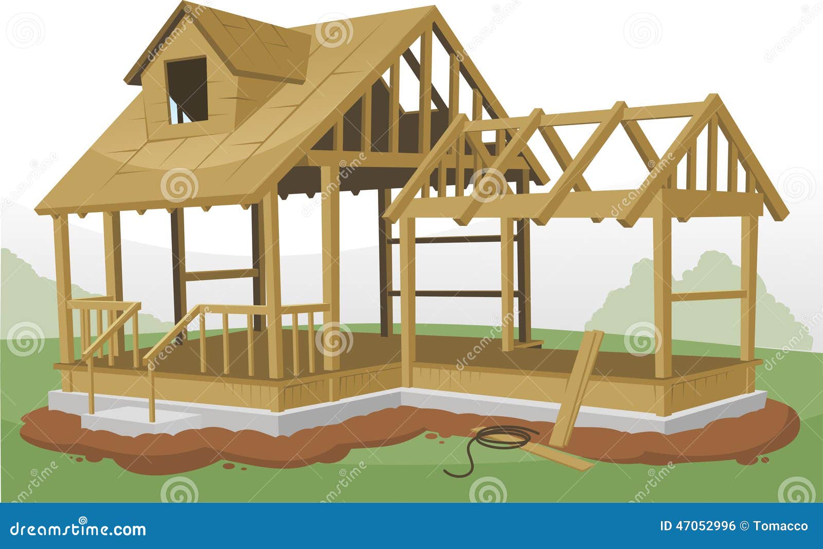 Home Construction Framing Structure Stock Illustration - Illustration ...