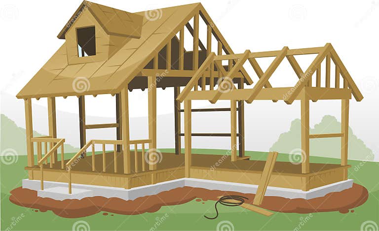 Home Construction Framing Structure Stock Illustration - Illustration ...