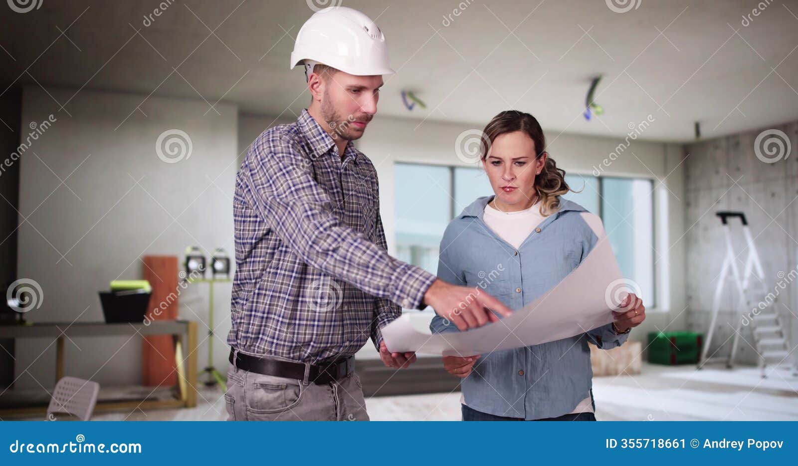 Home Construction Inspector and Interior Designer Contractor Stock ...
