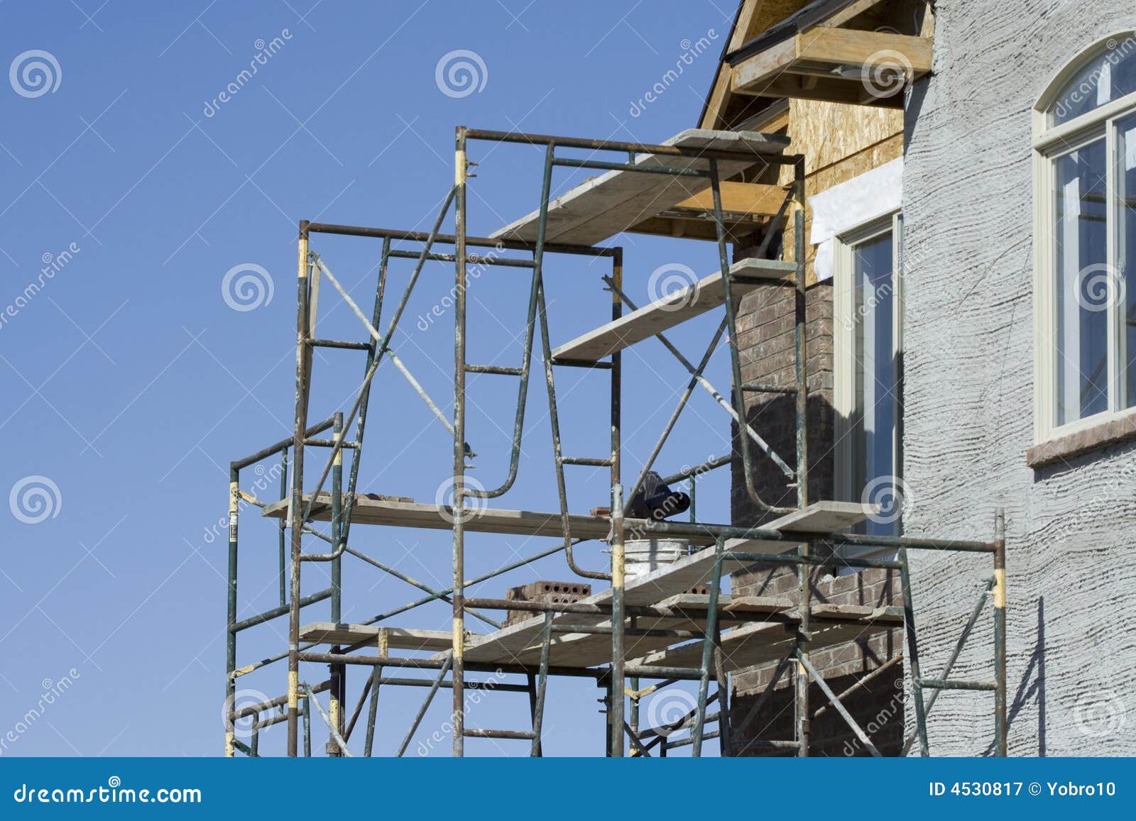 Home Construction Scaffolding Stock Image - Image of residential ...