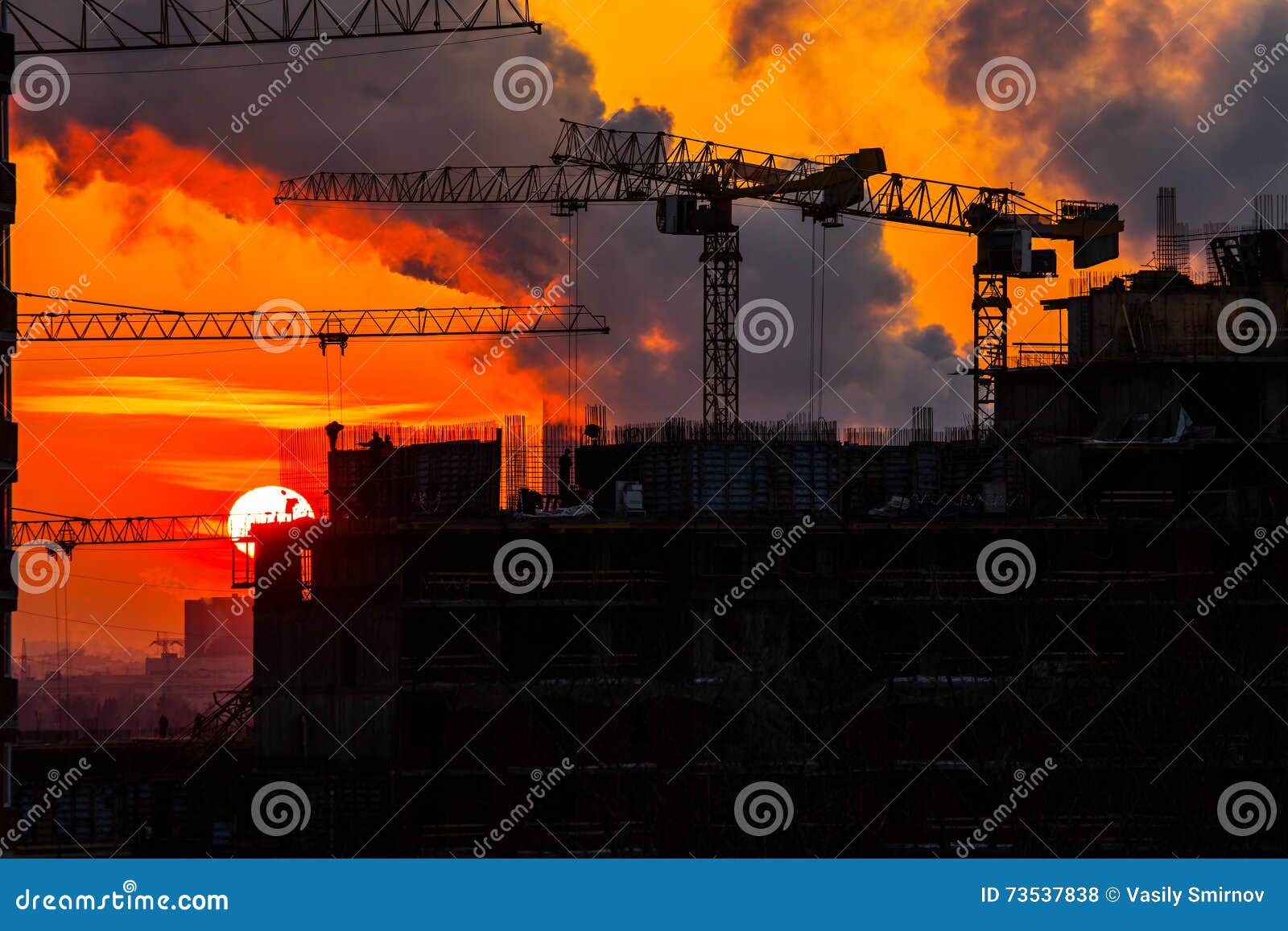 Home construction. sunset stock photo. Image of equipment - 73537838