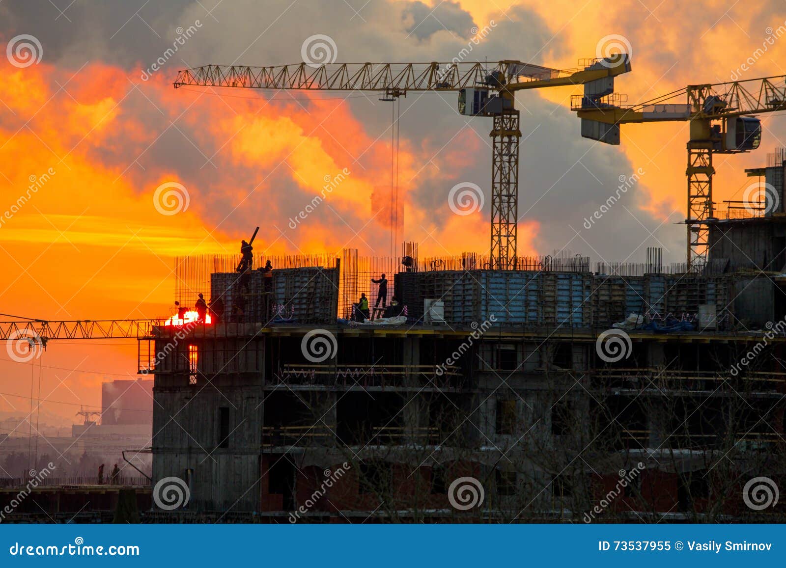 Home construction. sunset stock image. Image of buildings - 73537955