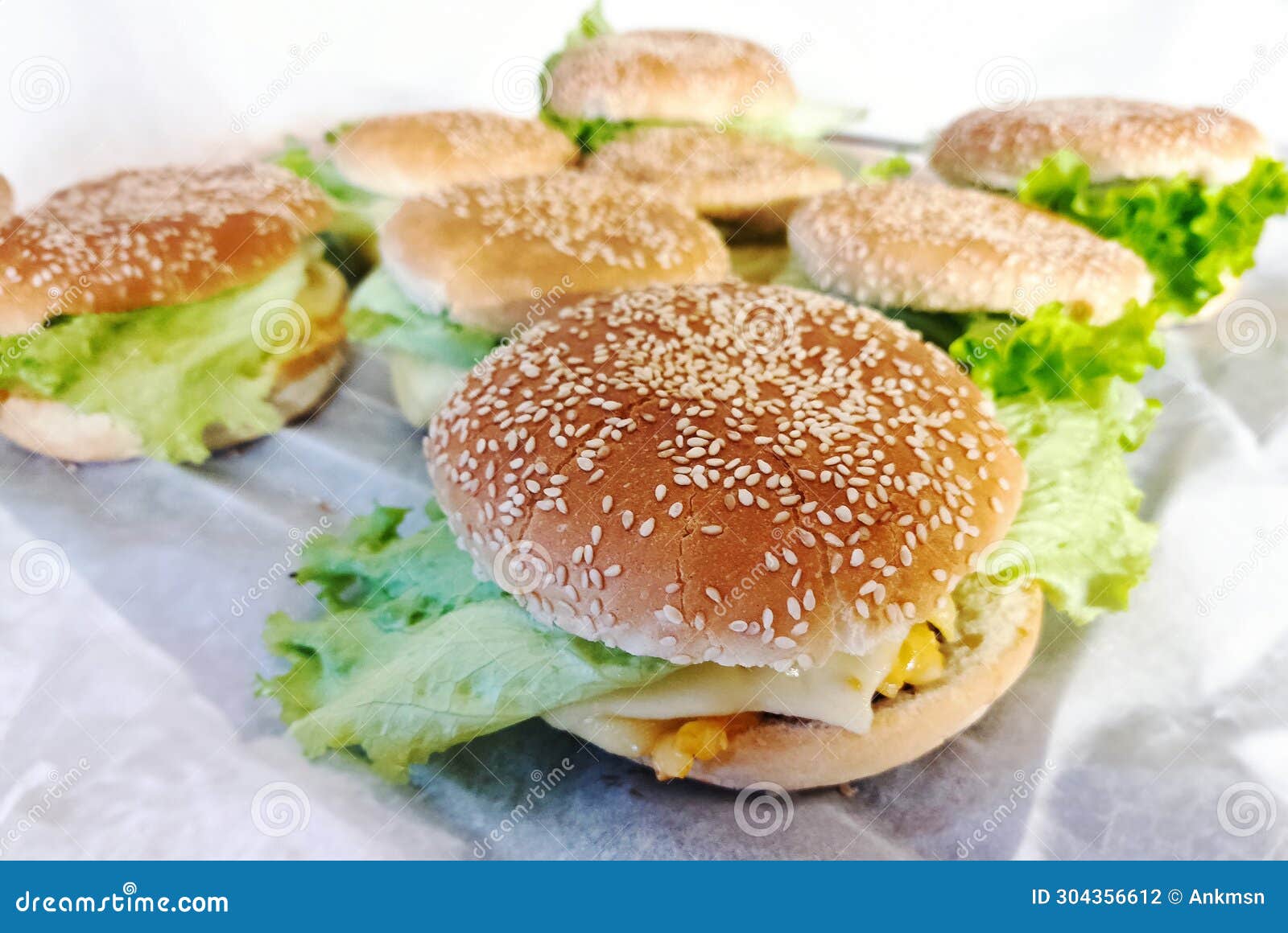 Home Cooked Burgers, Cheeseburger and Hamburger on the Table Stock ...