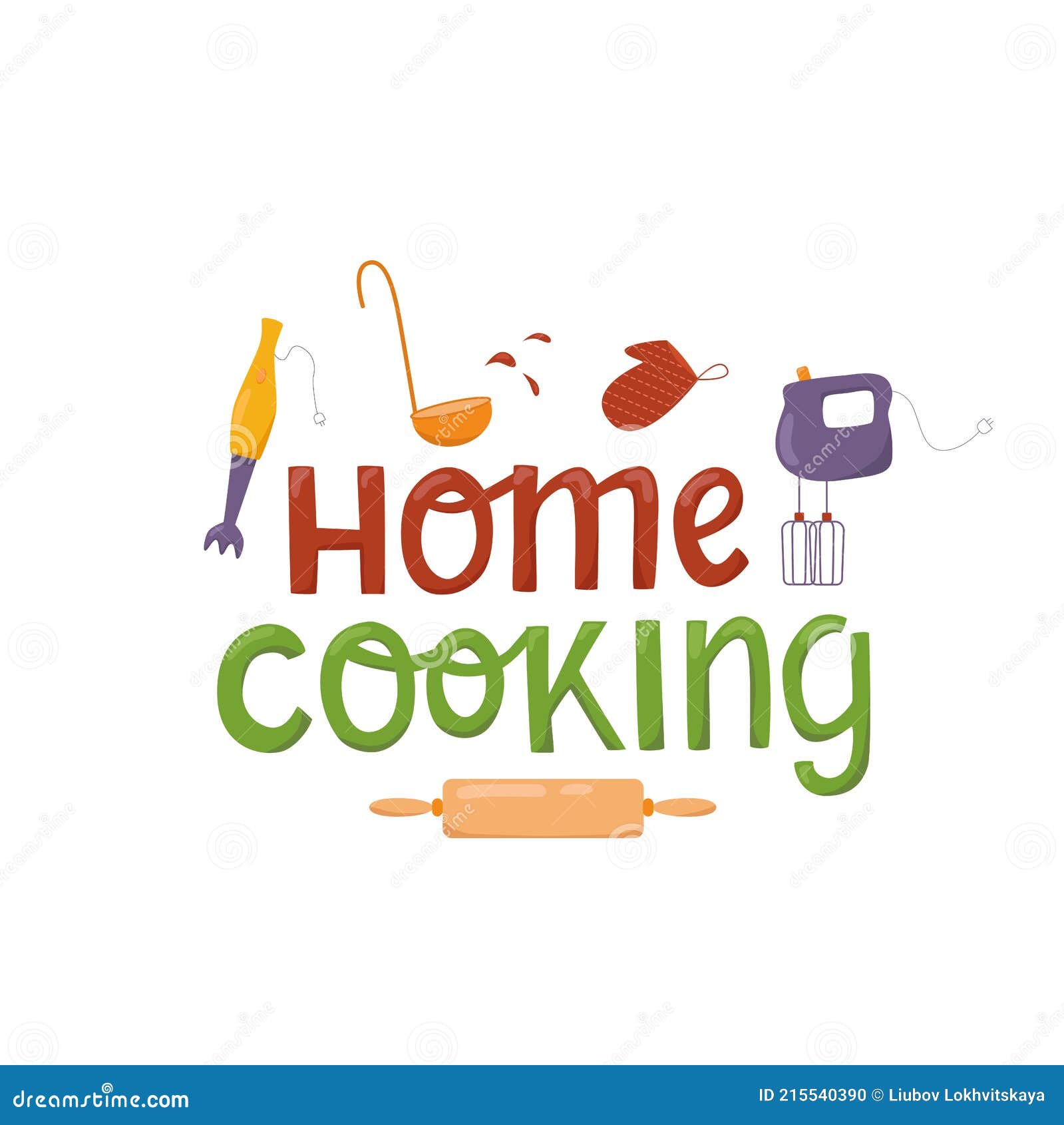 Home Cooking Hand Written Sign on Banner Kitchen Tools, Kitchenware Set ...