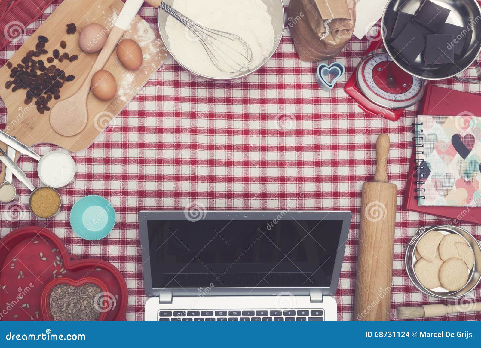 Home Cooking Laptop Hero Header Stock Photo - Image of ingredients ...