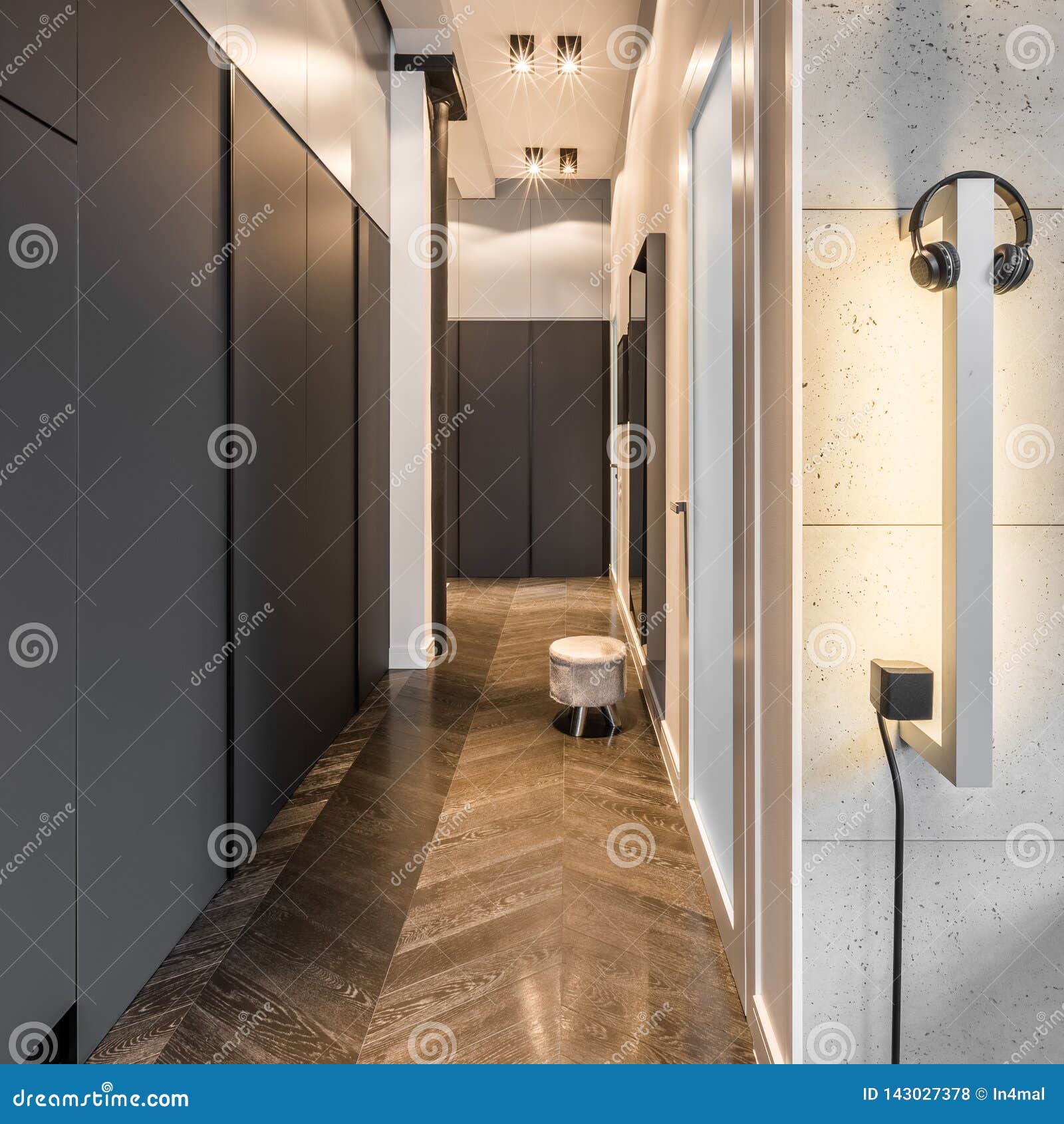 Elegant Home Corridor with Wardrobe Stock Photo - Image of functional ...