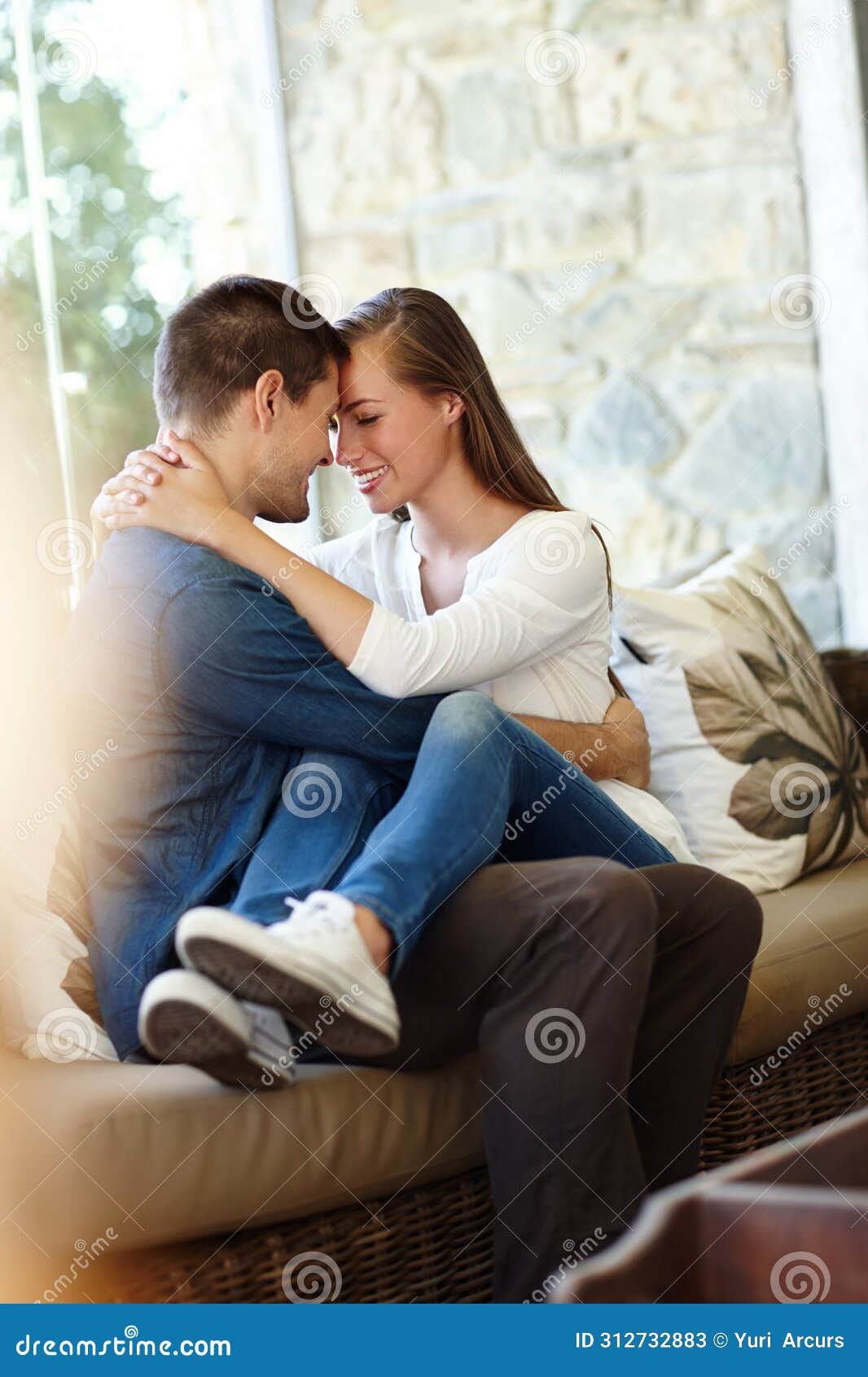 Home Couple And Forehead For Love Embrace And Romance Or Care On