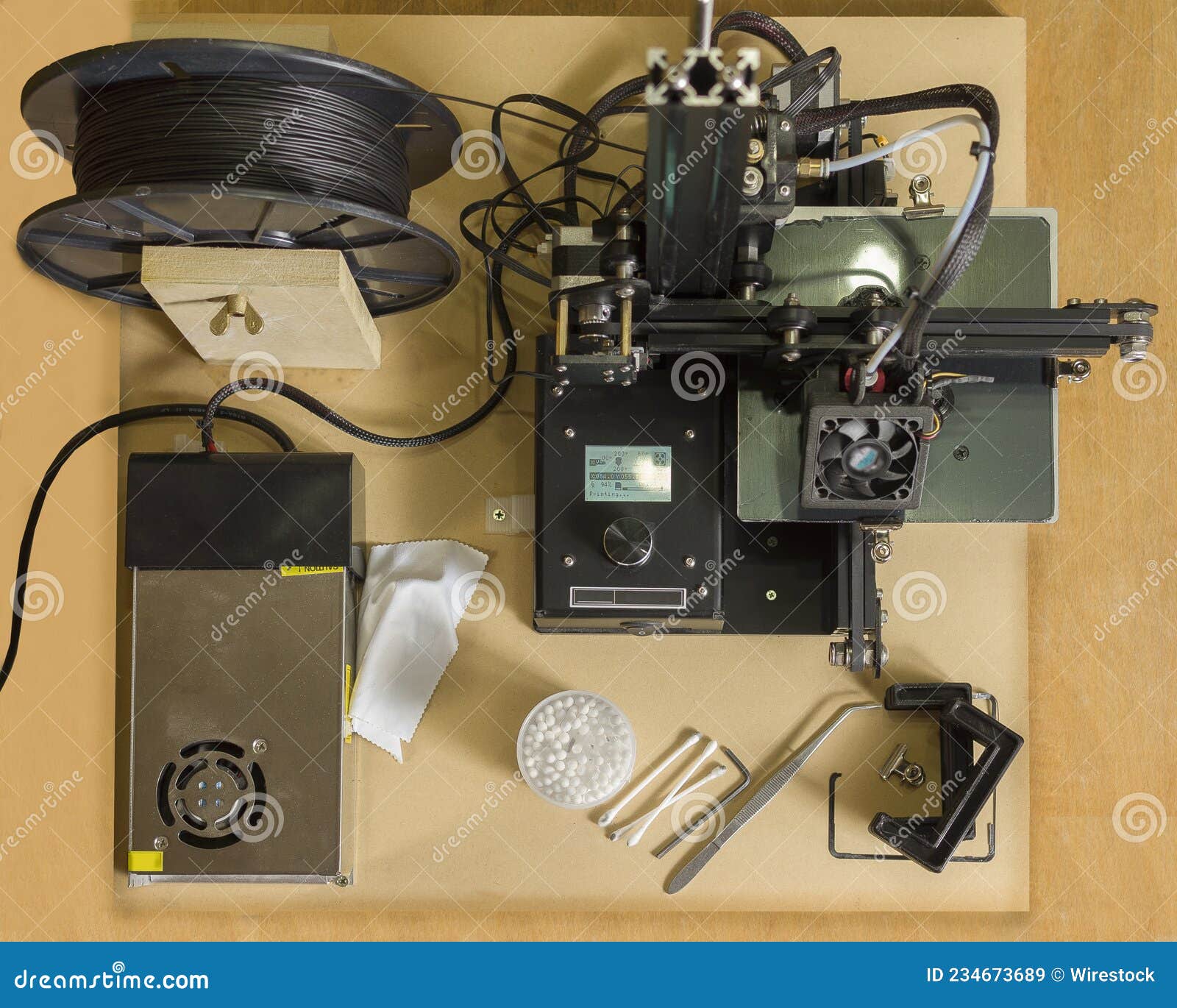 Home 3d printer top view stock image. Image of working - 234673689