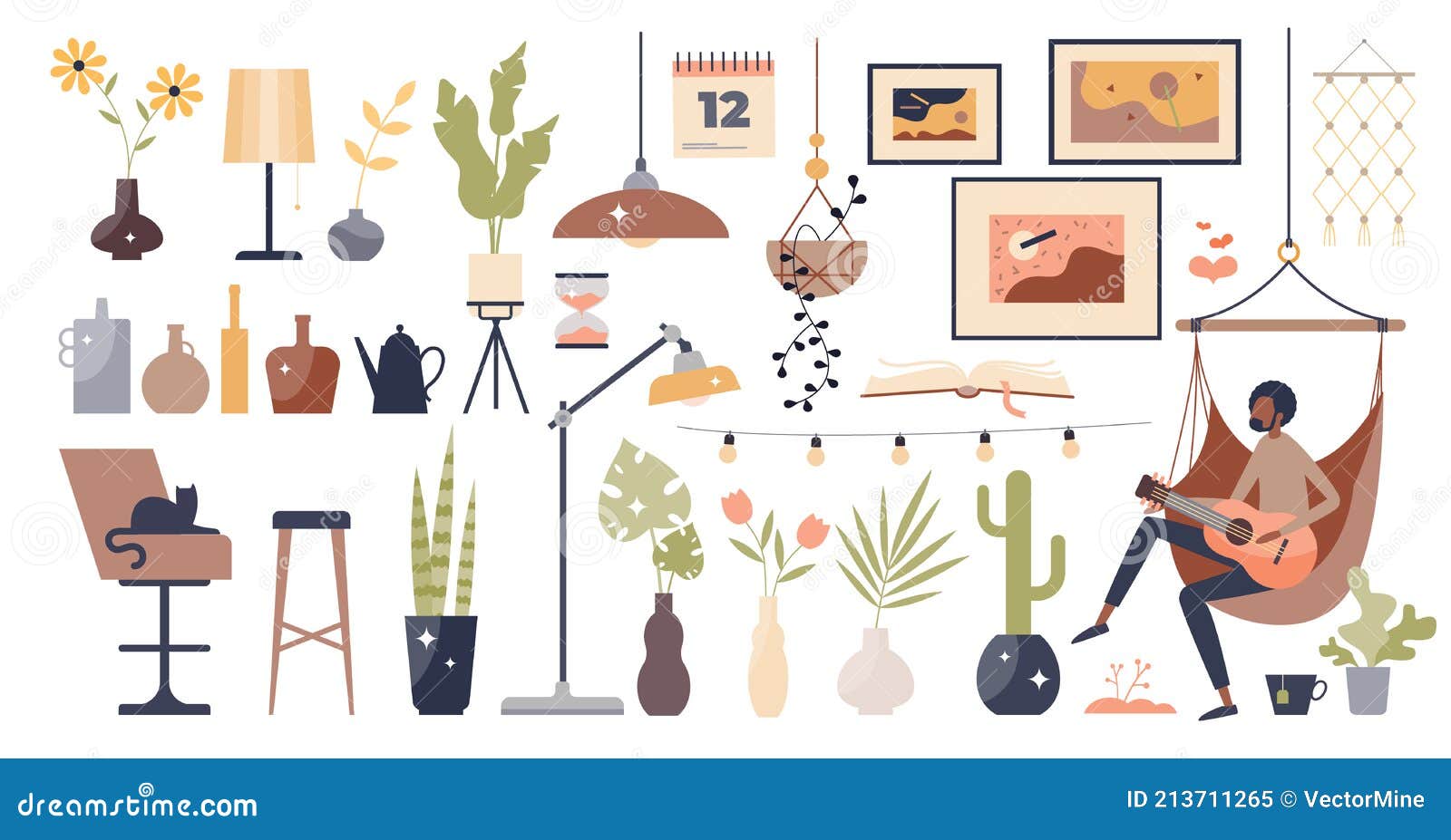 Home Decor Collection with Interior Design Elements Set Tiny Person ...