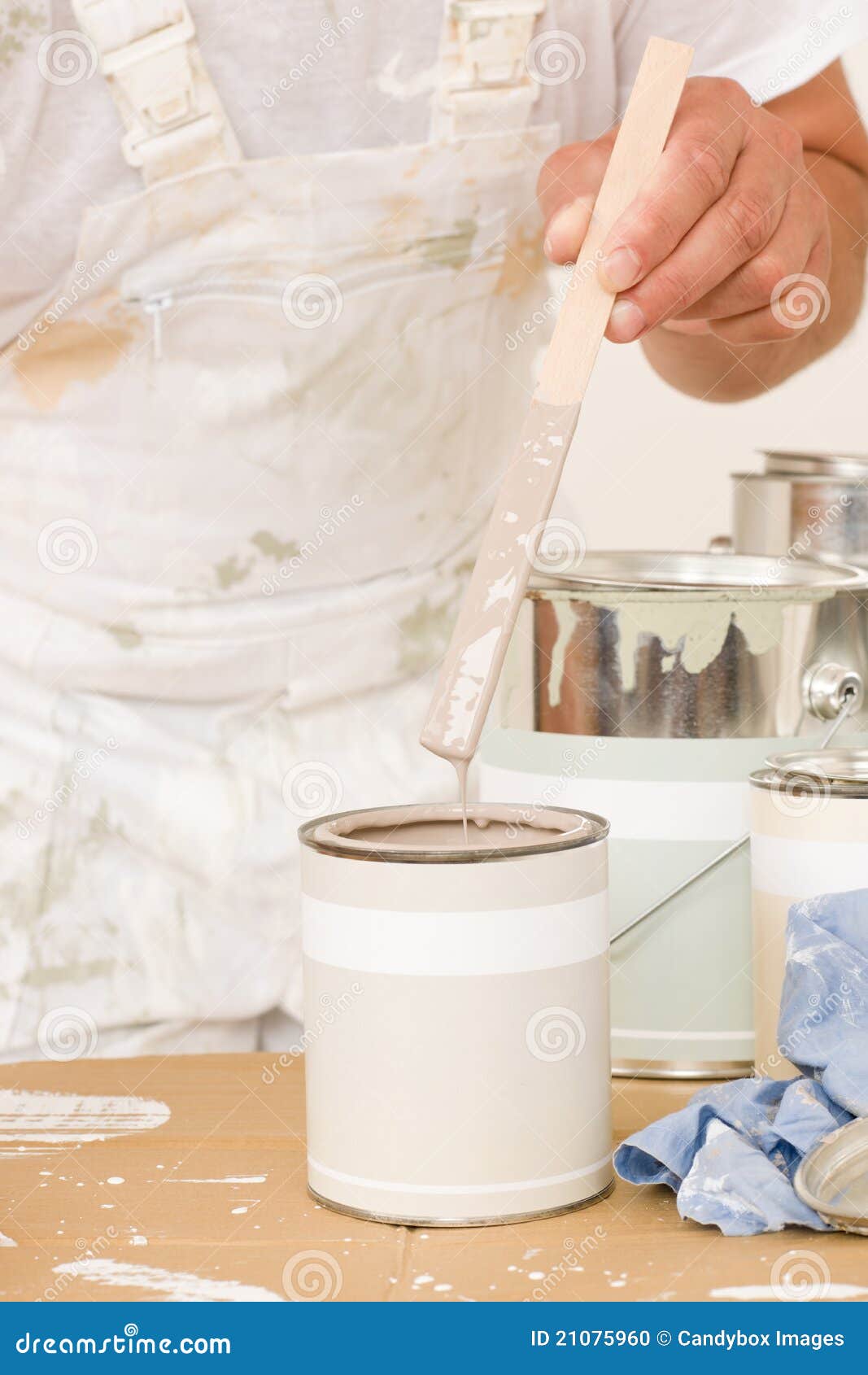 Home Decorating Mixing Up Paint Color Can Stock Photo - Image of home ...