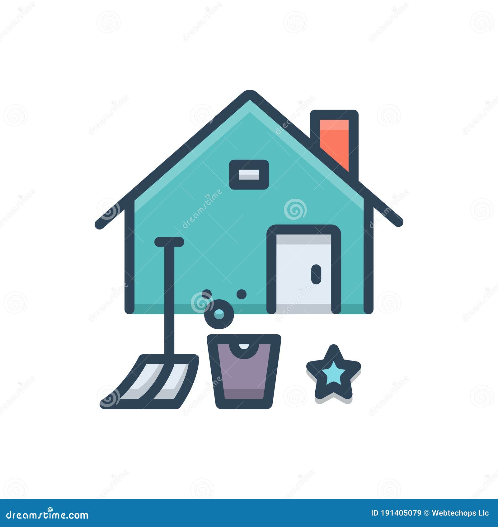 Color Illustration Icon for Home Deep Cleaning, Bucket and Home Stock ...