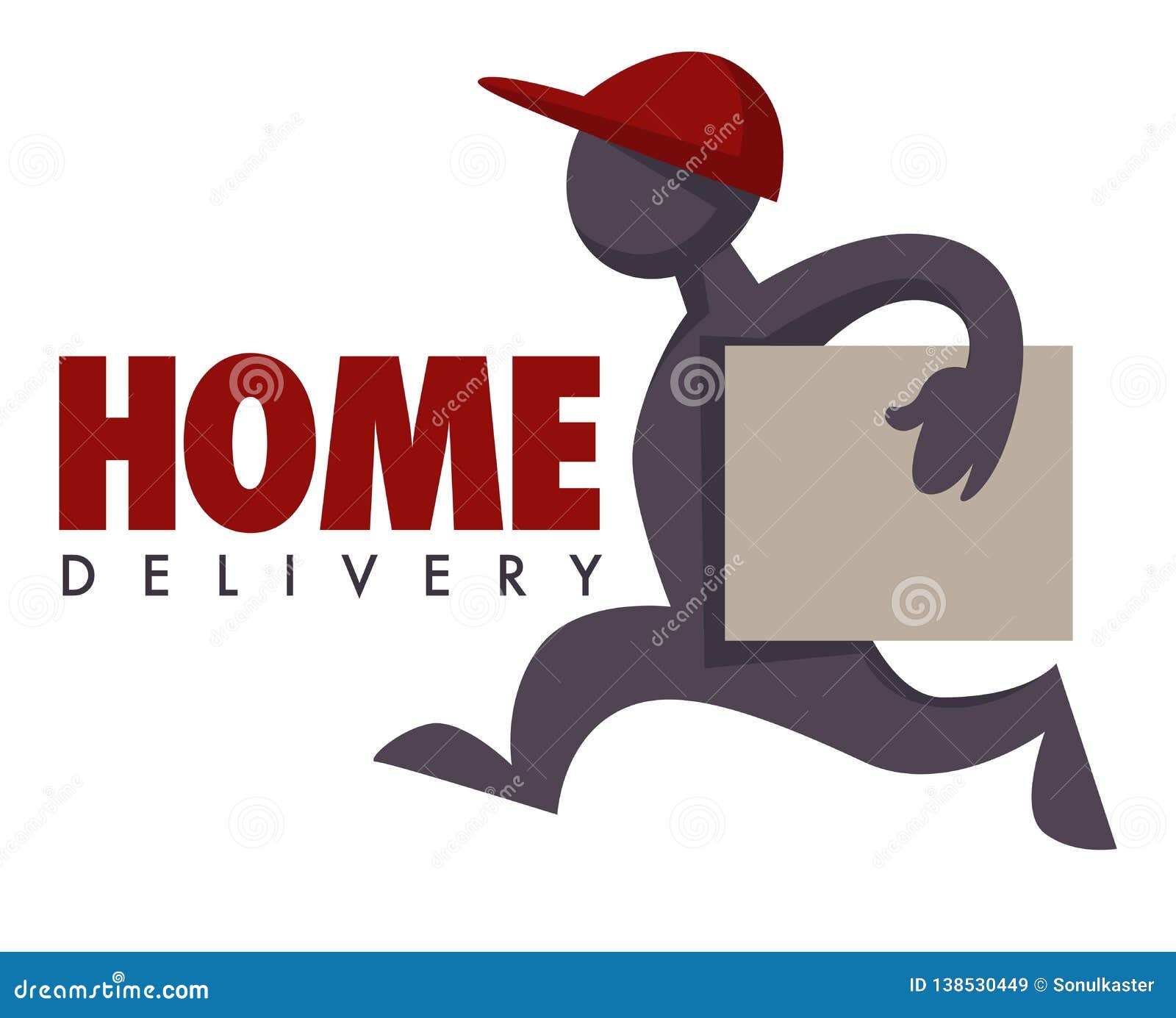 Home Delivery Service Courier with Parcel or Box in Cap Stock Vector ...
