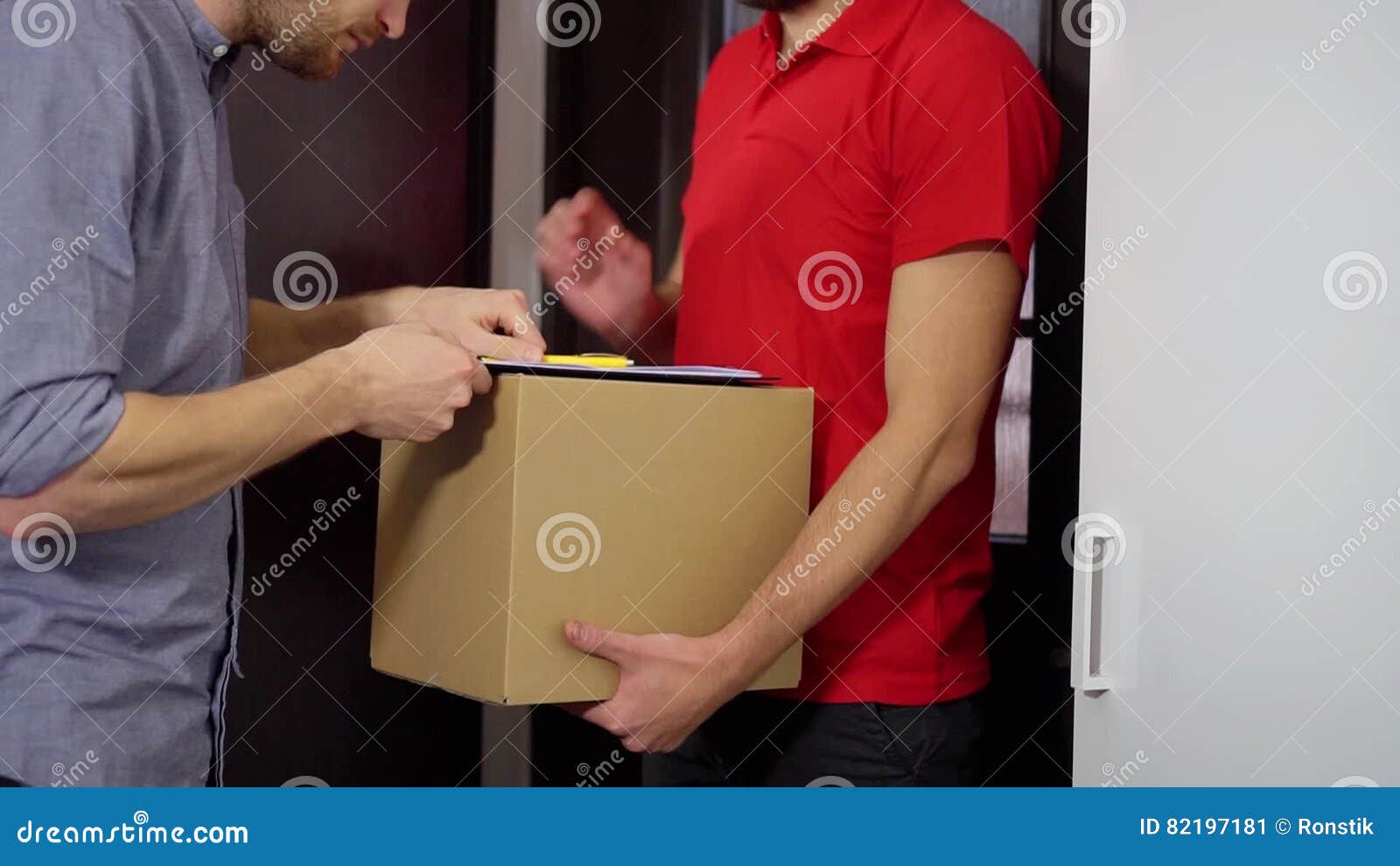 Home Delivery Service - Man Signing Receipt of Package Stock Video ...