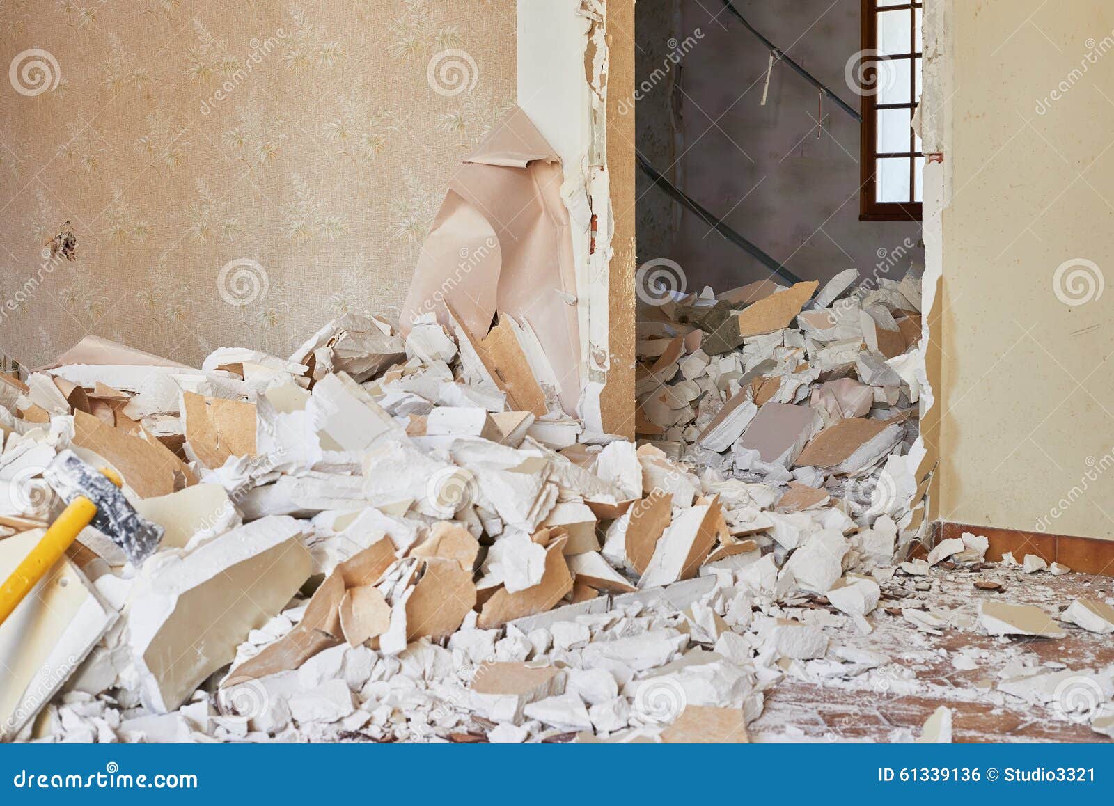 Home demolition debris stock photo. Image of damage, earthquake - 61339136
