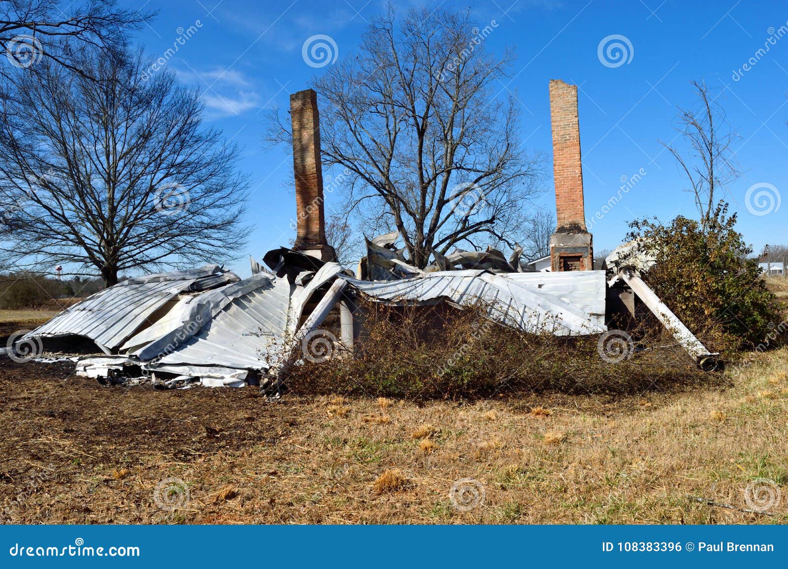 Home destroyed by fire stock photo. Image of extinguished - 108383396