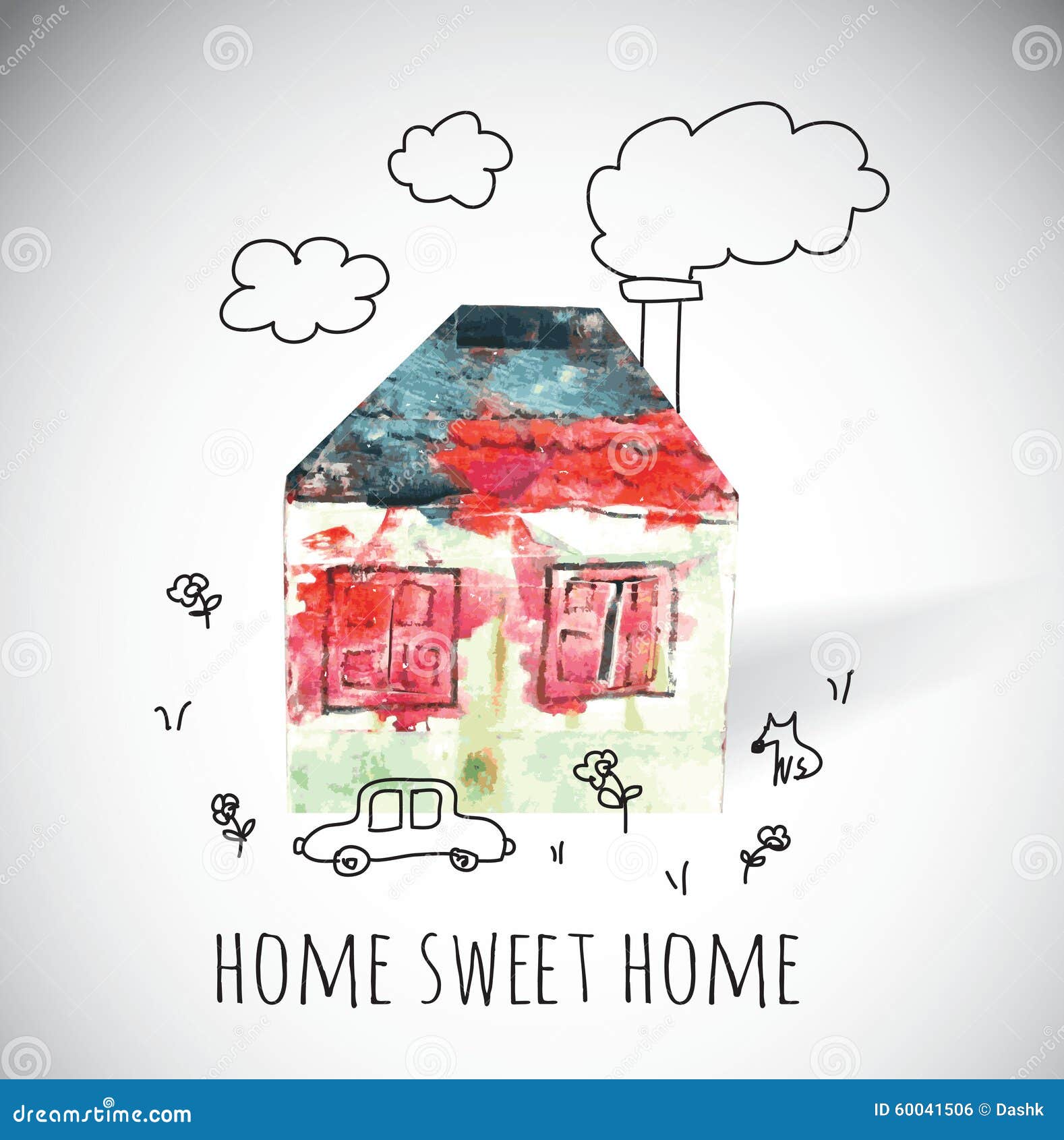 Home doodles and shadow stock vector. Illustration of colors - 60041506