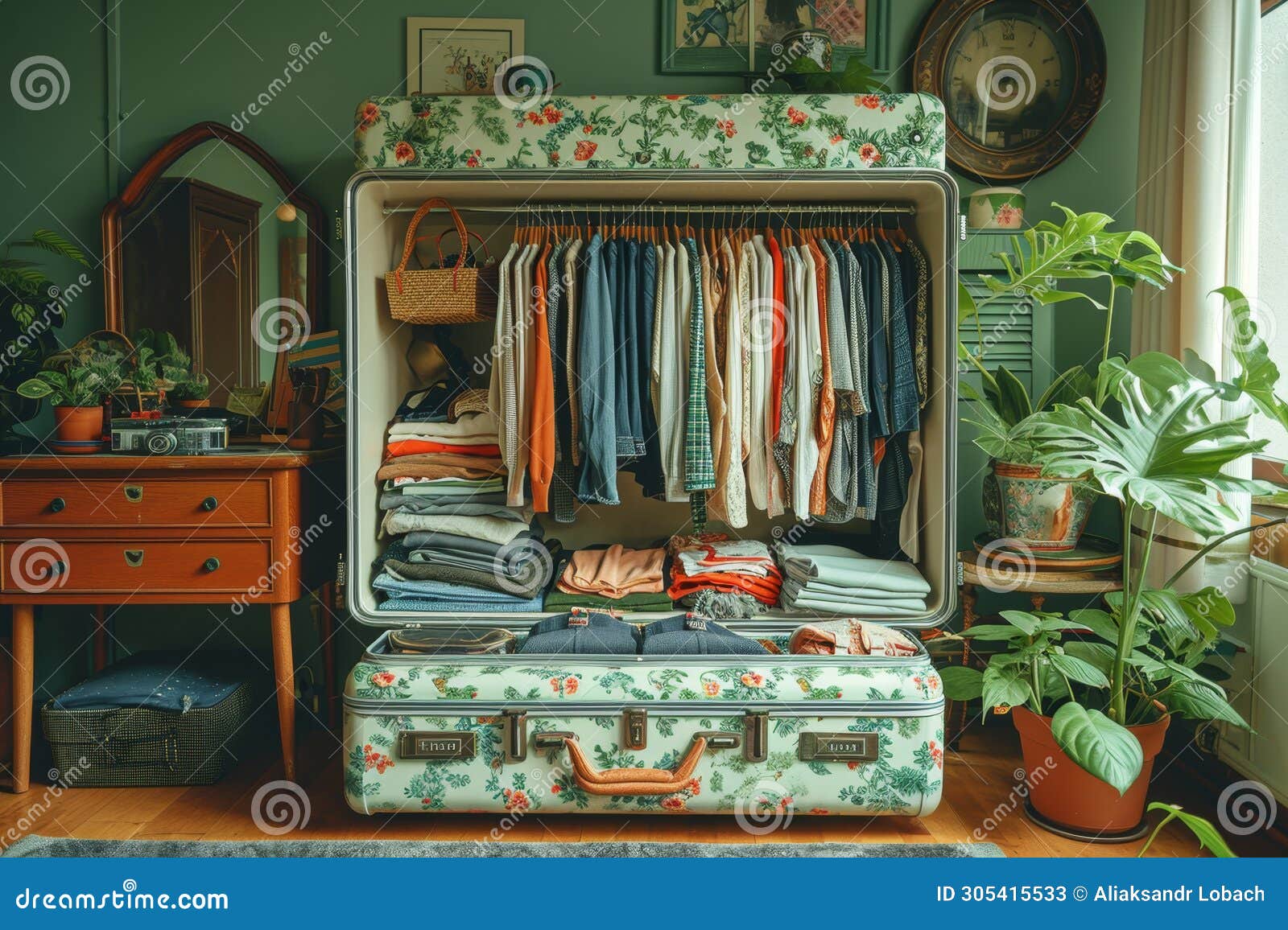 A Home Dressing Room. a Closet in the Form of a Suitcase Full of ...