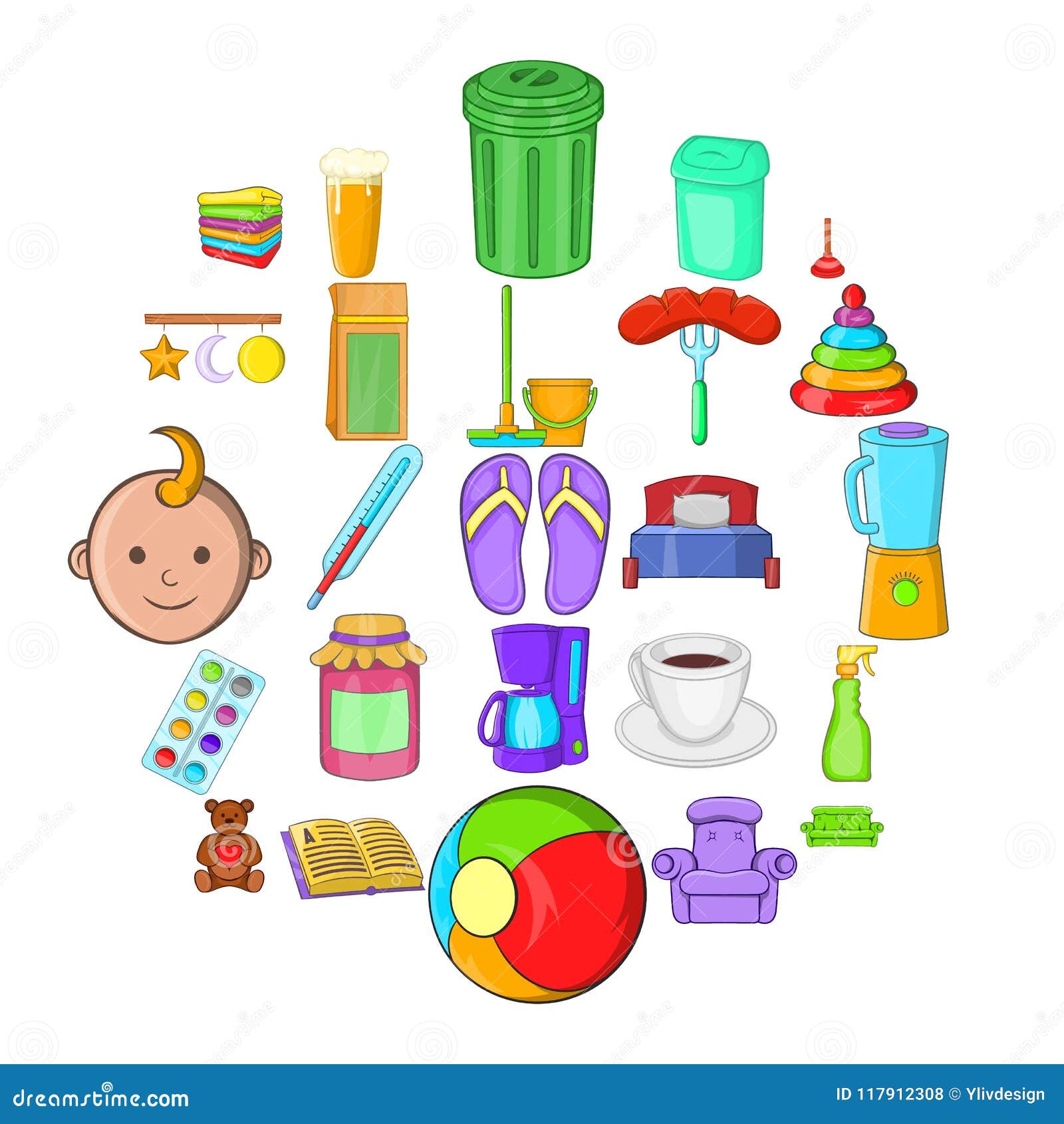 Home Economics Icons Set Cartoon Style Stock Vector Illustration Of