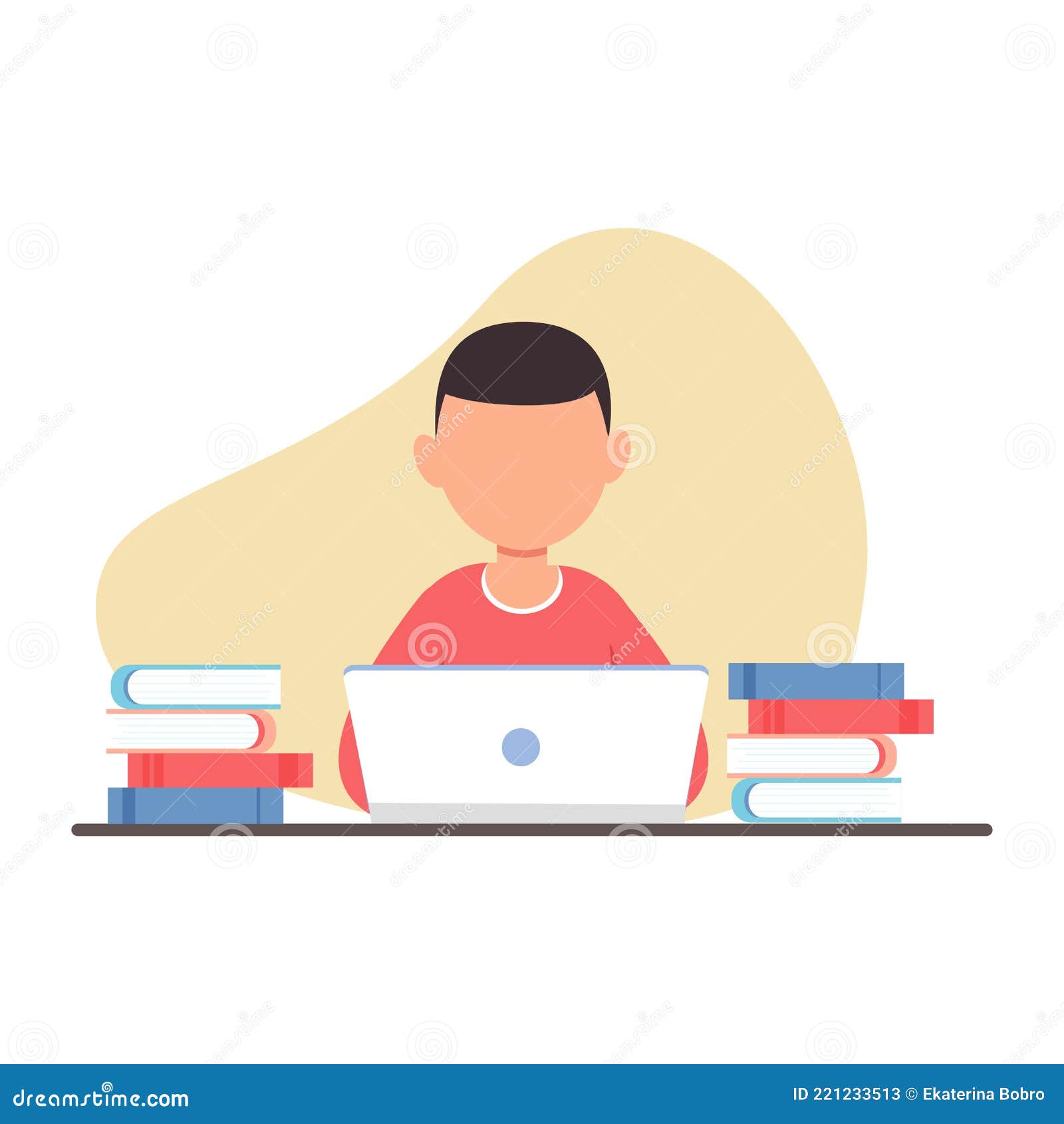 Home Education Concept. Boy Study at the Computer. Online Courses ...