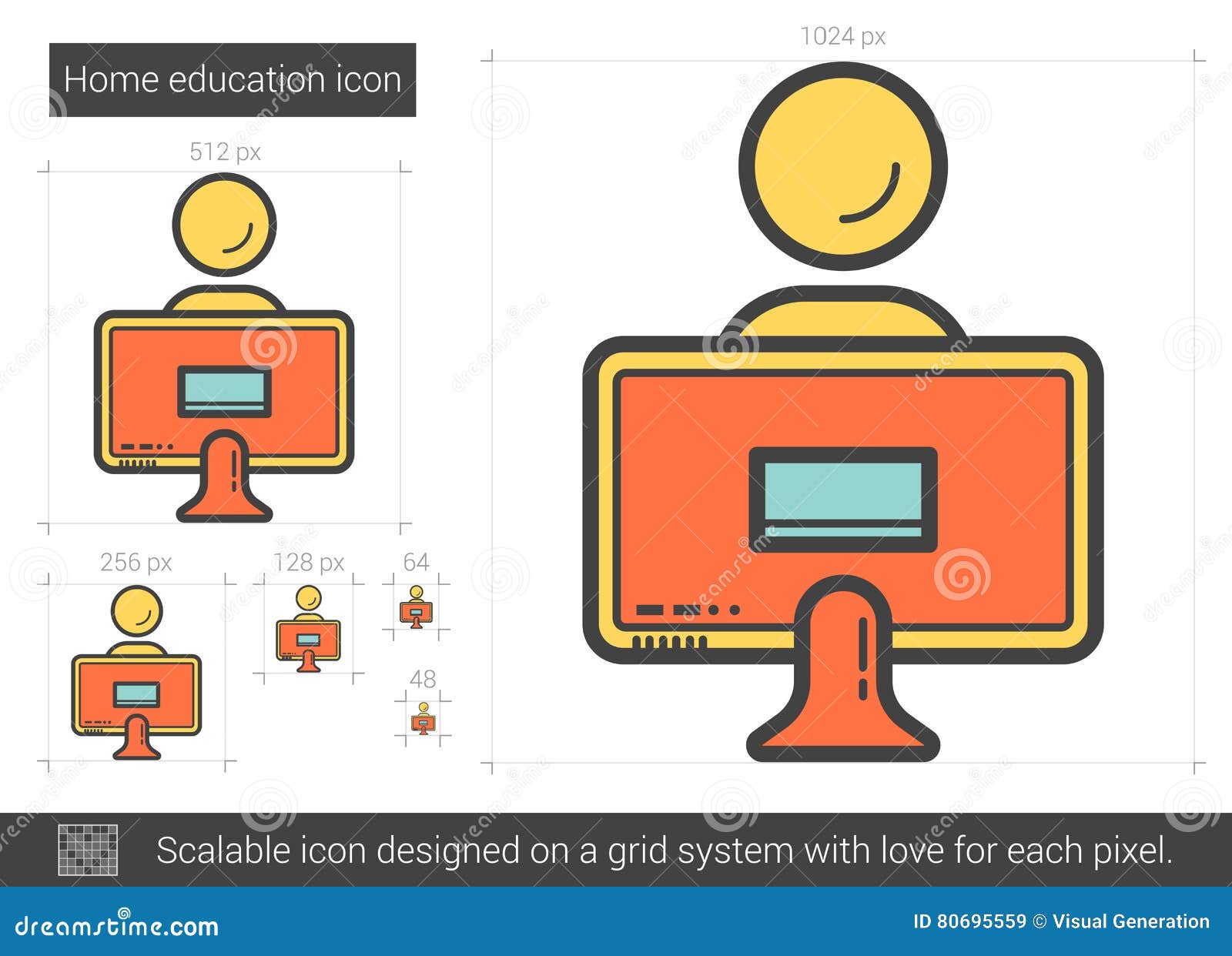 Home education line icon. stock vector. Illustration of internet - 80695559