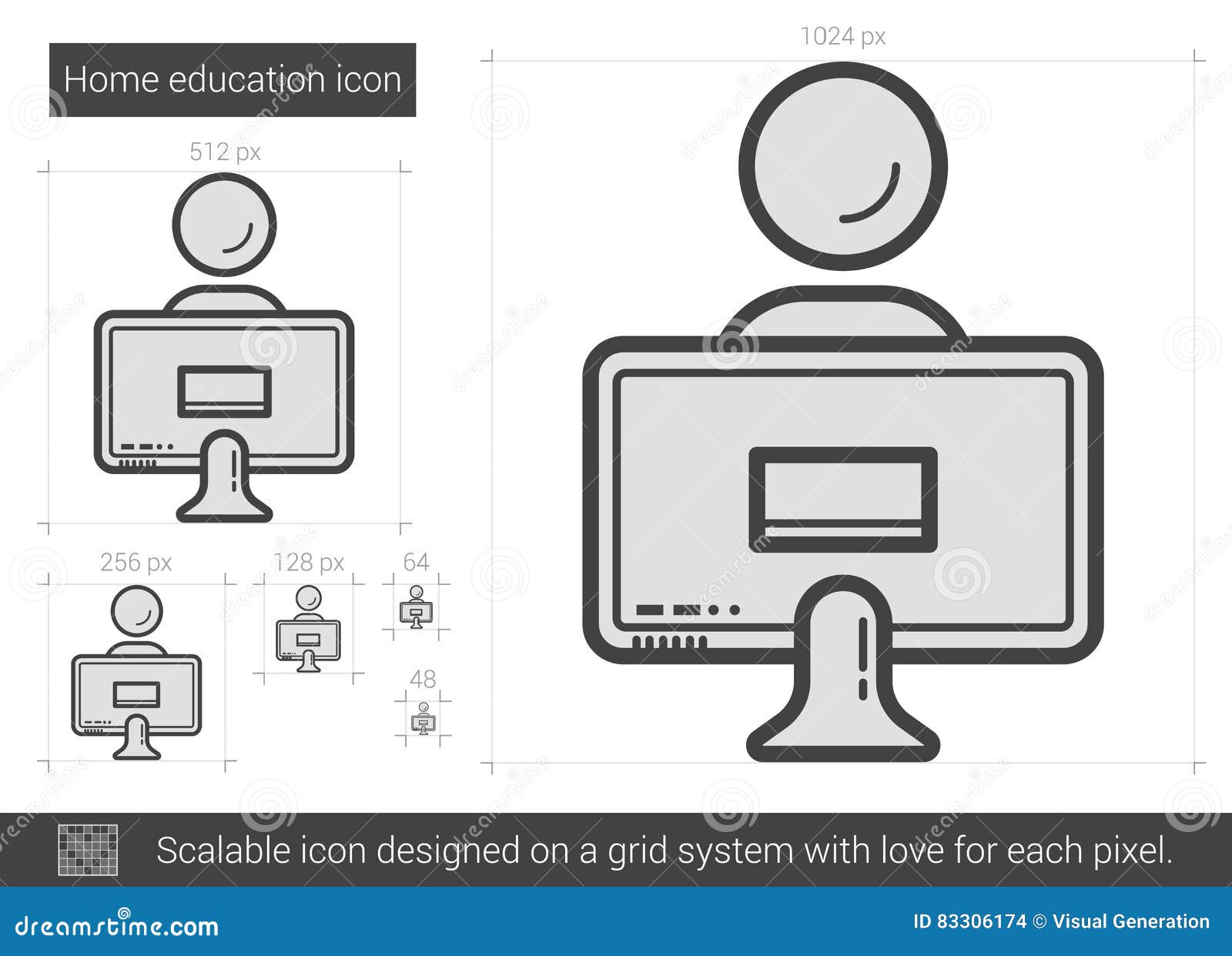 Home education line icon. stock vector. Illustration of information ...